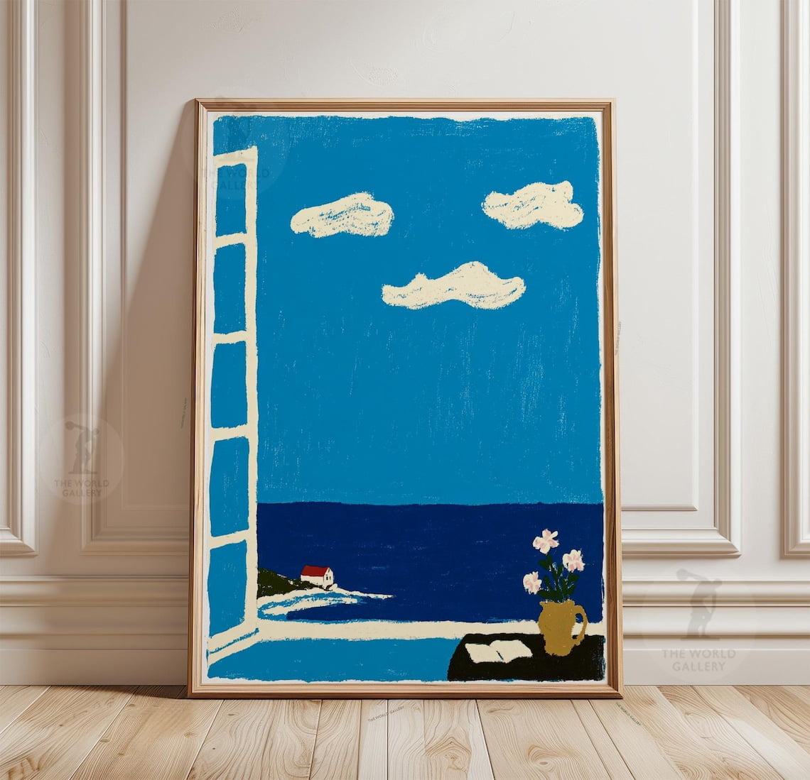Coastal Window Poster Blue Seascape Wall Art Mediterranean View Art ...