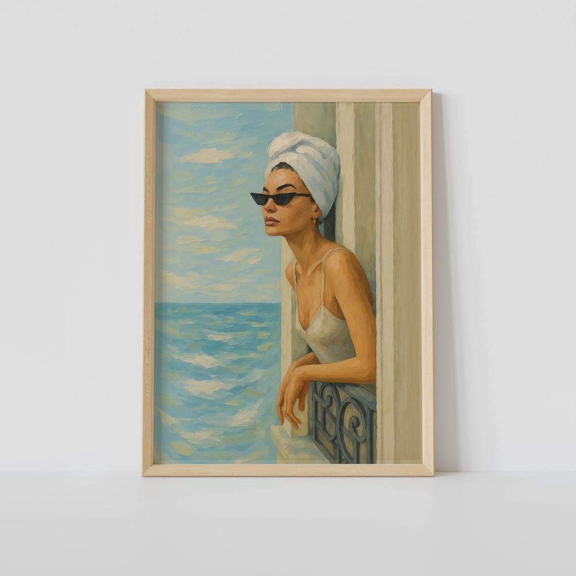 Coastal Woman Art Figurative Balcony Mediterranean Lifestyle Decor ...