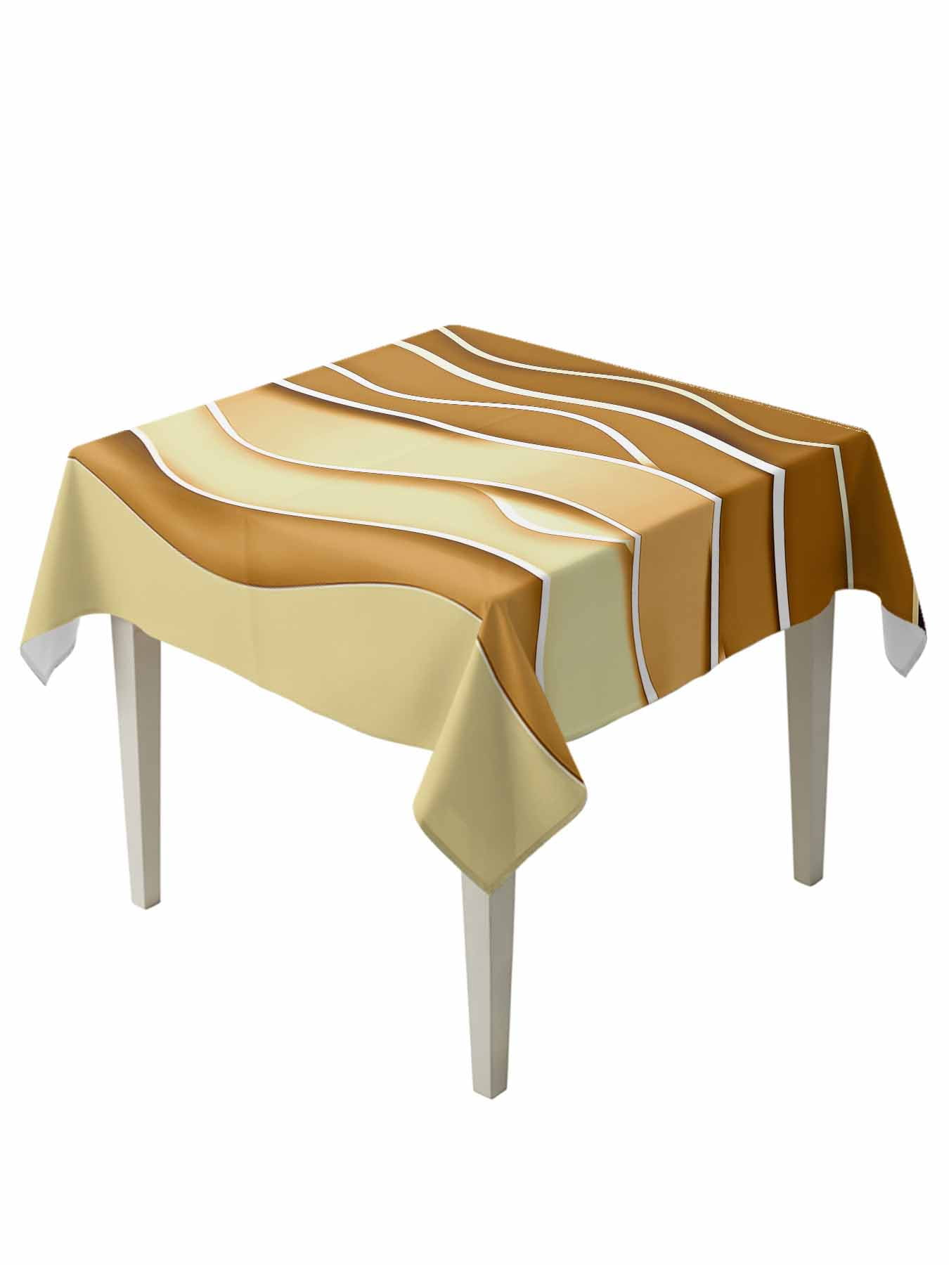 Coastal Yellow Table Cloth, Ombre Ocean Wave Stripes Brown Beach Sand ...