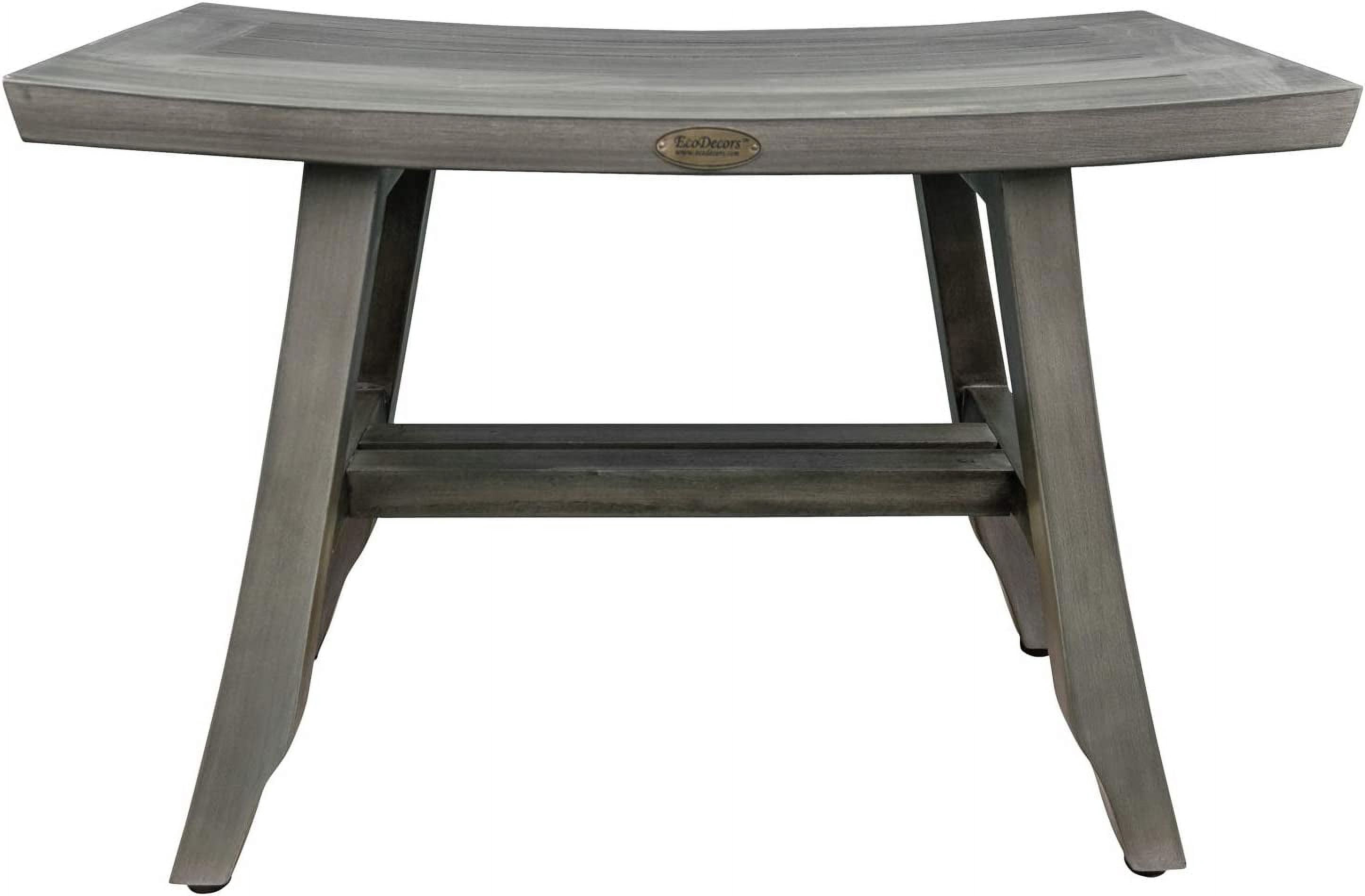 CoastalVogue Satori 24 Inch Gray Waterproof Teak Wood Shower Stool Seat ...