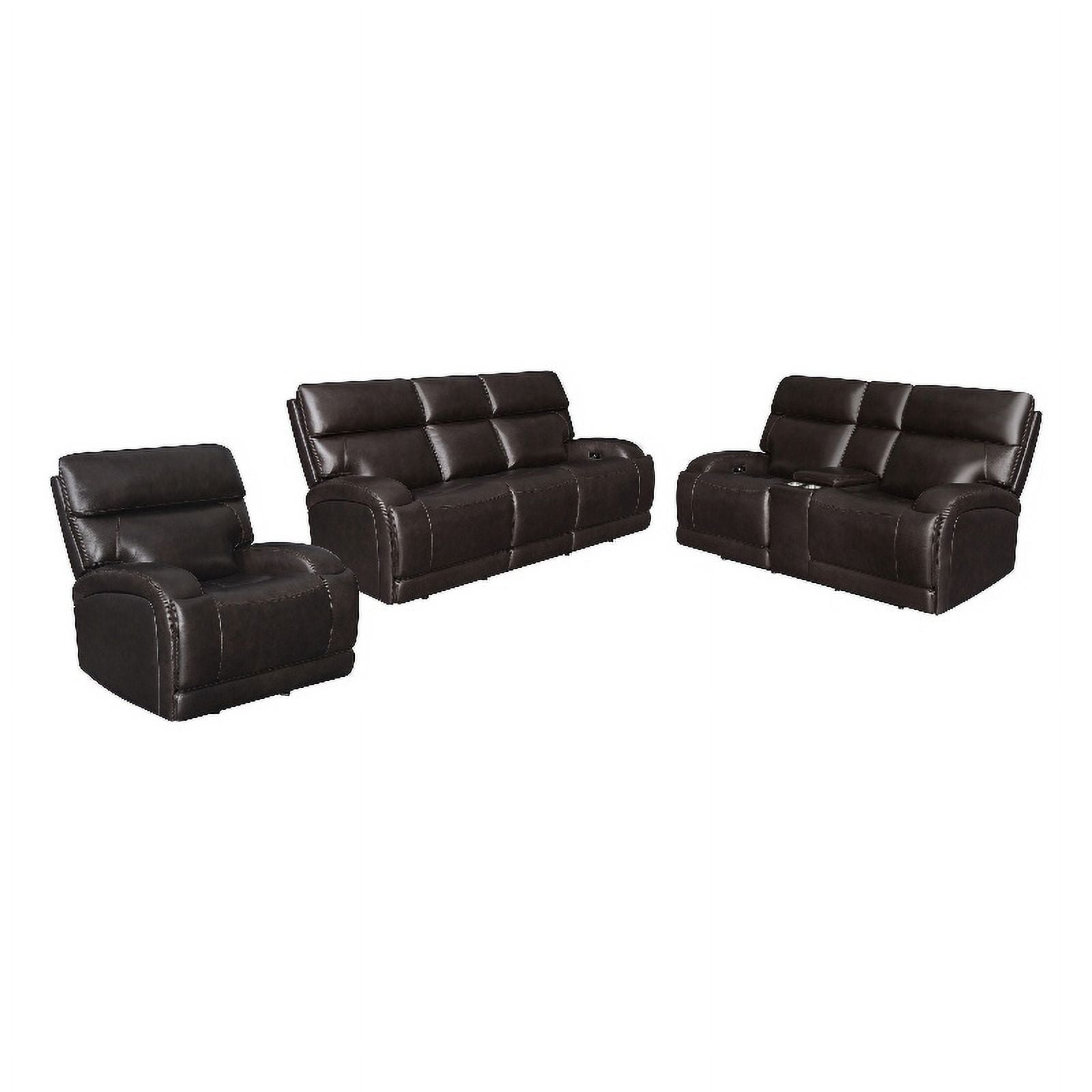 Coaster 3-Piece Contemporary Upholstered Leather Power Sofa Set in ...