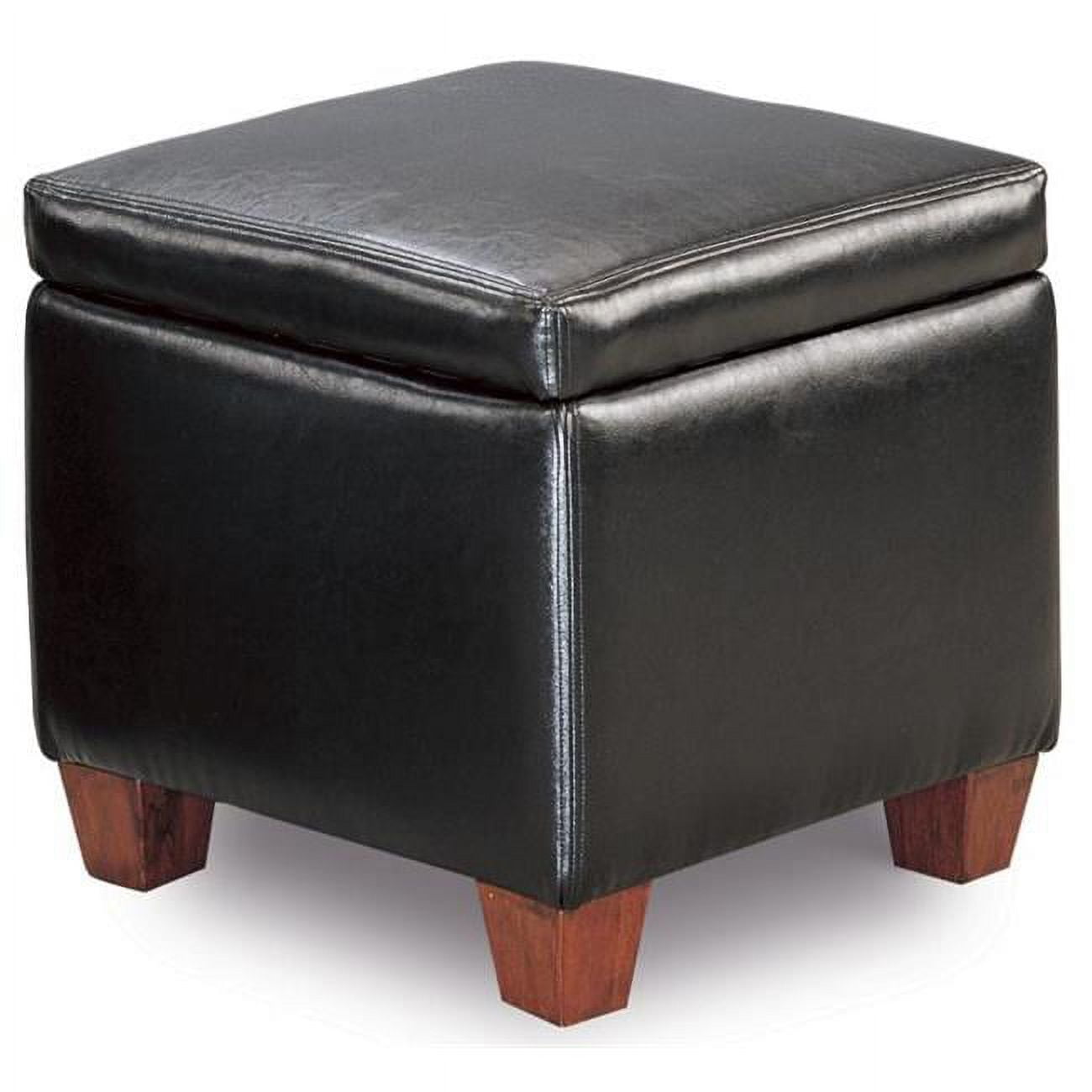 Coaster 500902 Ottomans Casual Faux Leather Storage Cube Ottoman-Black ...