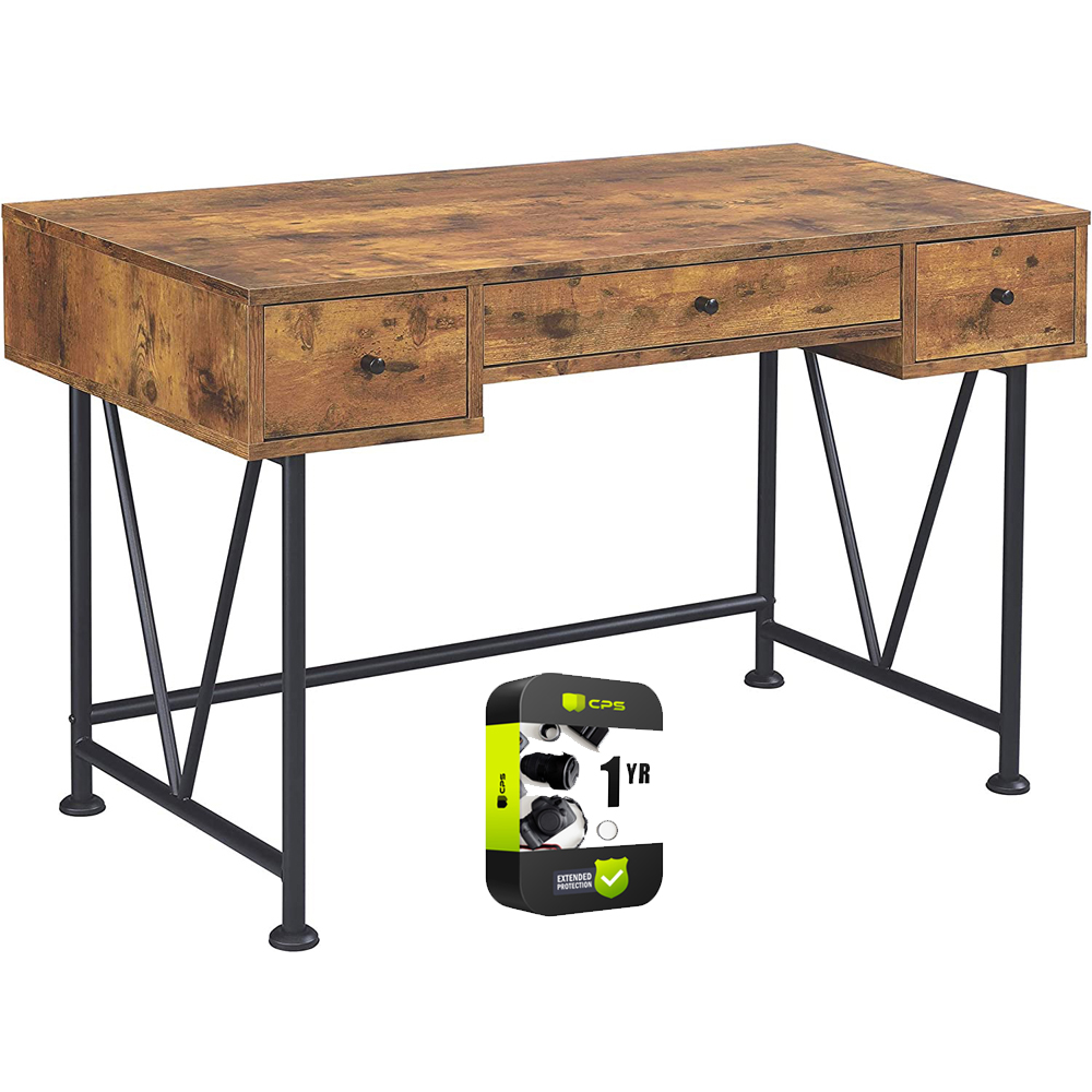 Coaster 801541 Analiese 3-Drawer Writing Desk Antique Nutmeg/Black ...