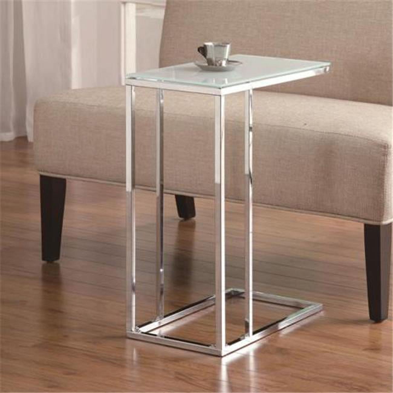 Coaster 900250 Chrome Snack Table with Frosted Tempered Glass Top ...