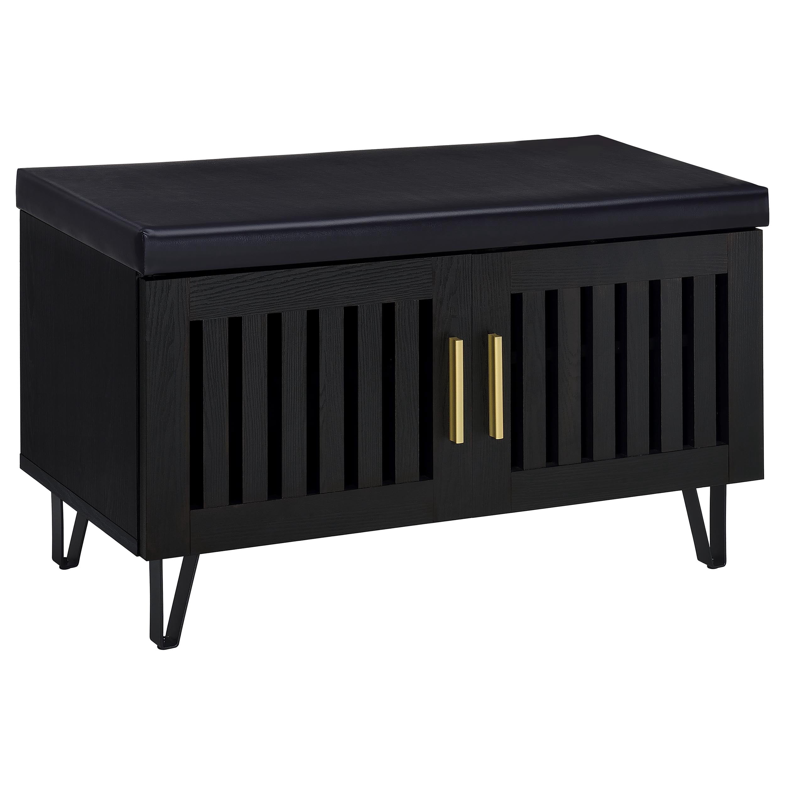 Brixton 2-door Padded Entryway Shoe Storage Bench Black - Walmart.com