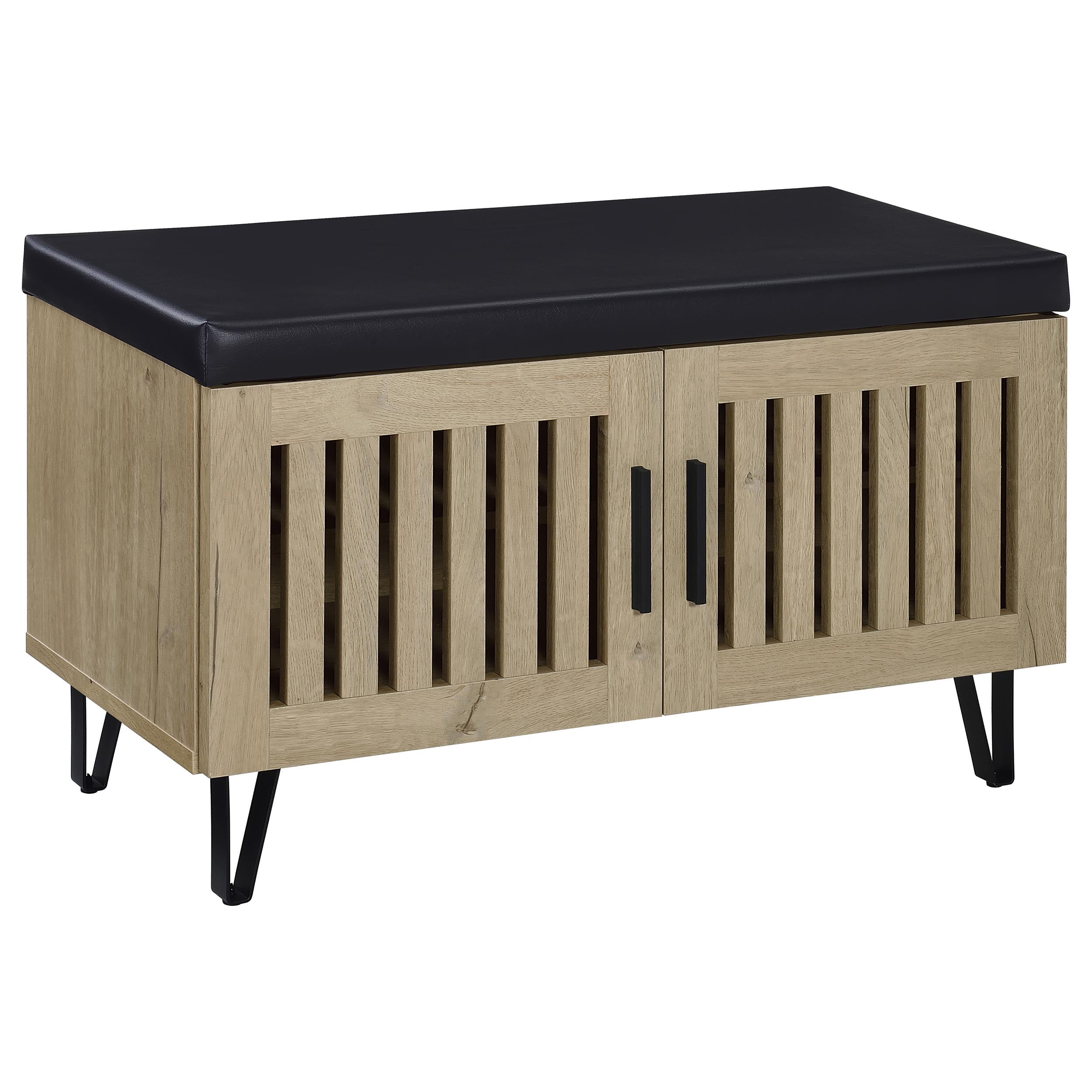 Brixton 2-door Padded Entryway Shoe Storage Bench White Oak - Walmart.com