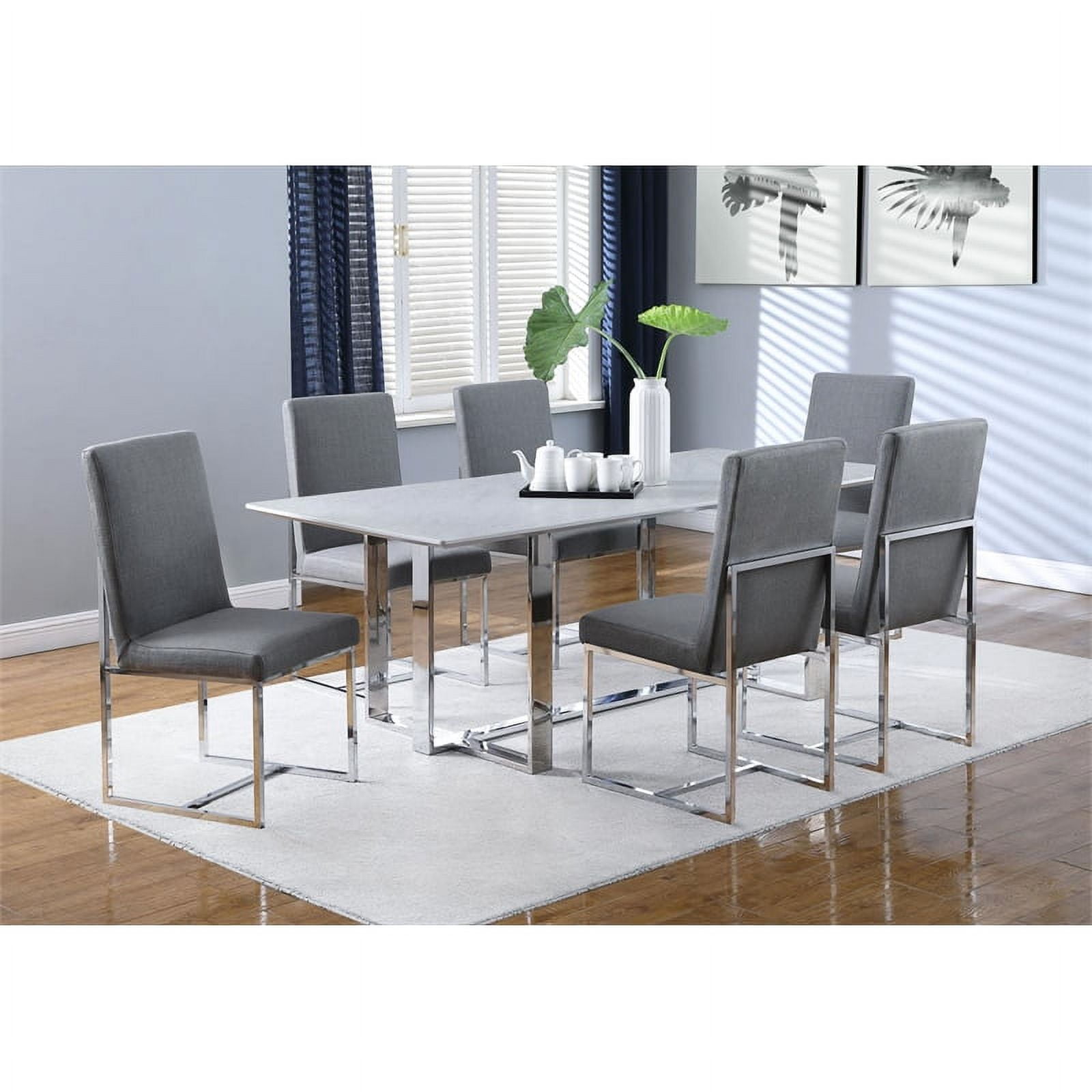 Coaster Annika 7-Piece Modern Metal Rectangular Dining Set in Gray and ...