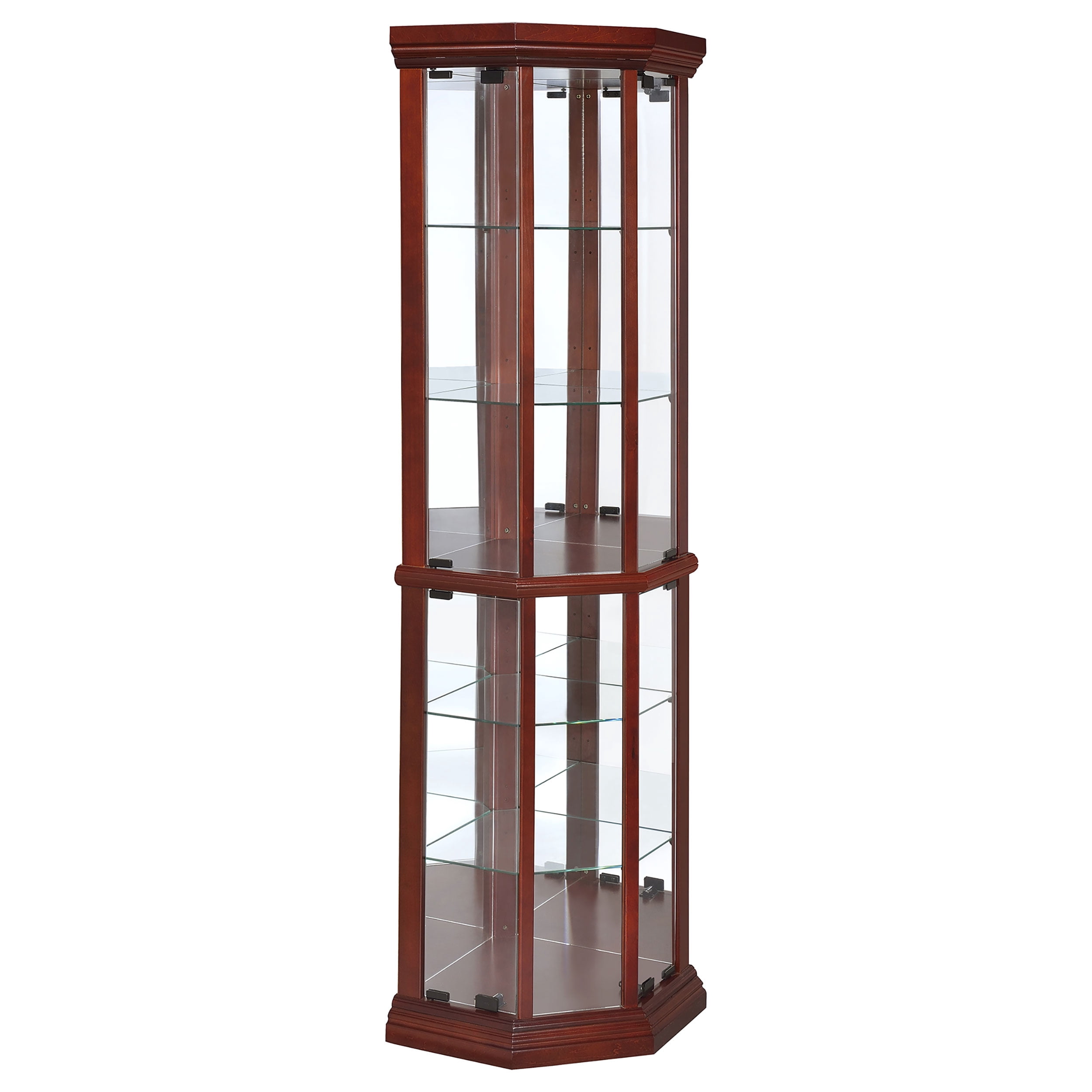 Appledale 6-shelf Corner Curio Display Cabinet Medium Brown - Walmart ...