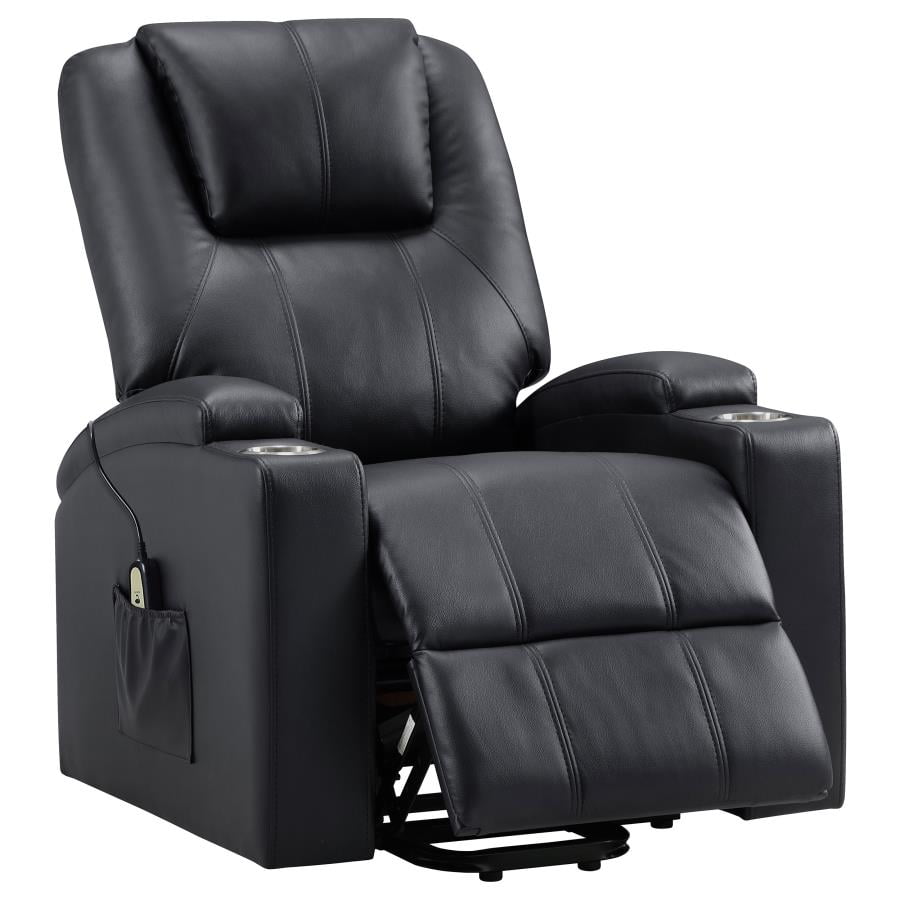 Coaster Armstrong Upholstered Faux Leather Power Lift Massage Recliner ...