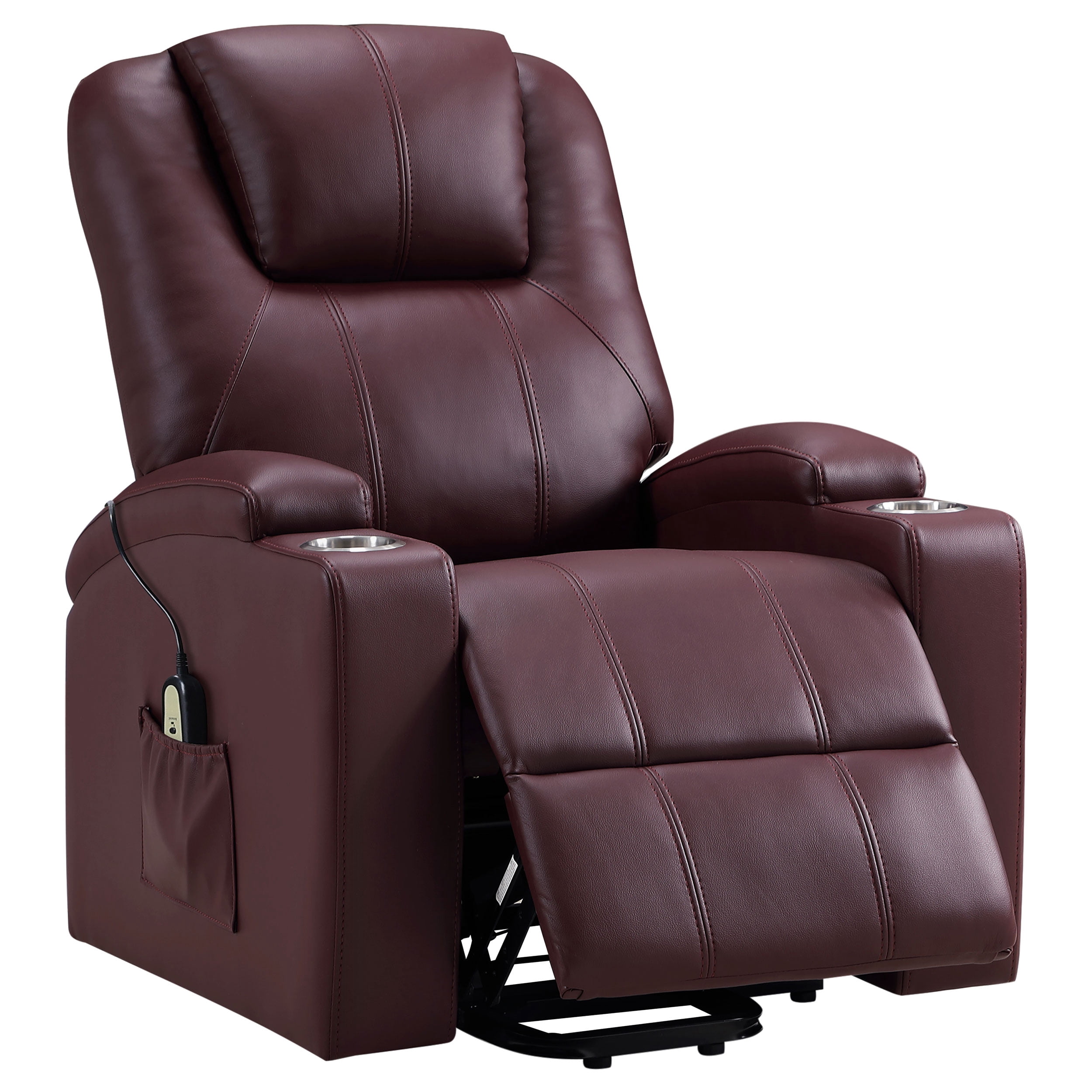 Armstrong Upholstered Power Lift Massage Recliner Wine - Walmart.com