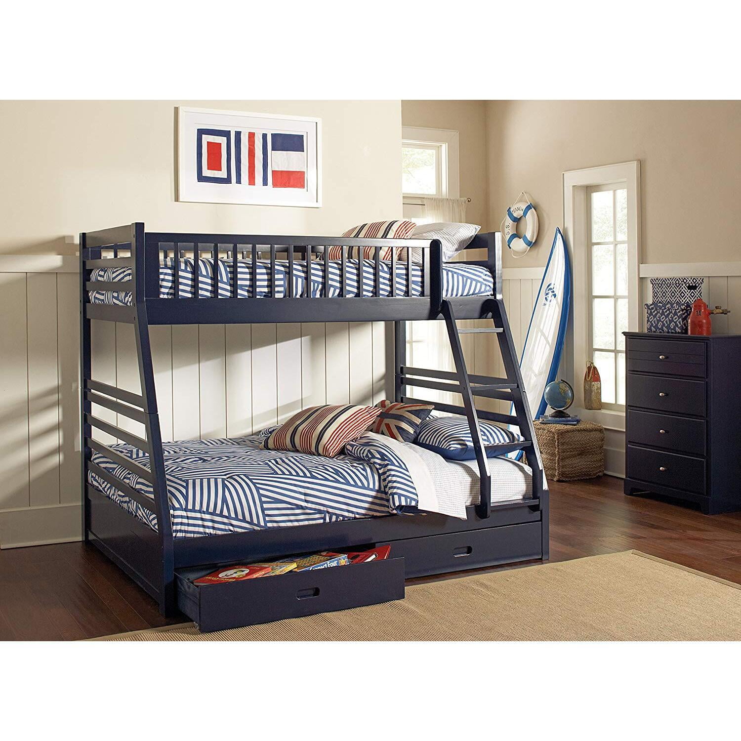 Coaster Ashton Twin over Full Bunk Bed with 2 Drawers and Attached ...