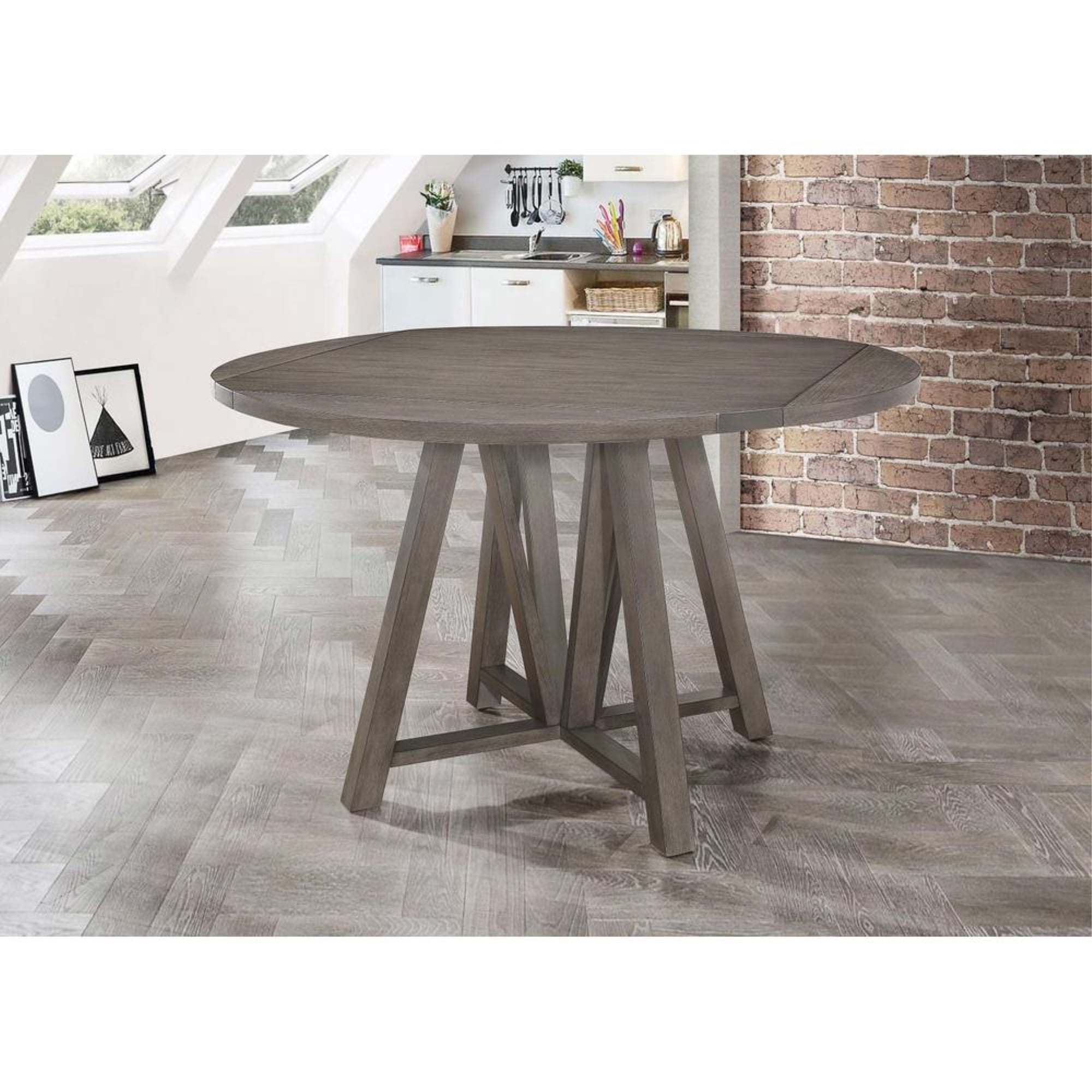 Athens Round Counter Height Table with Drop Leaf Barn Grey - Walmart.com