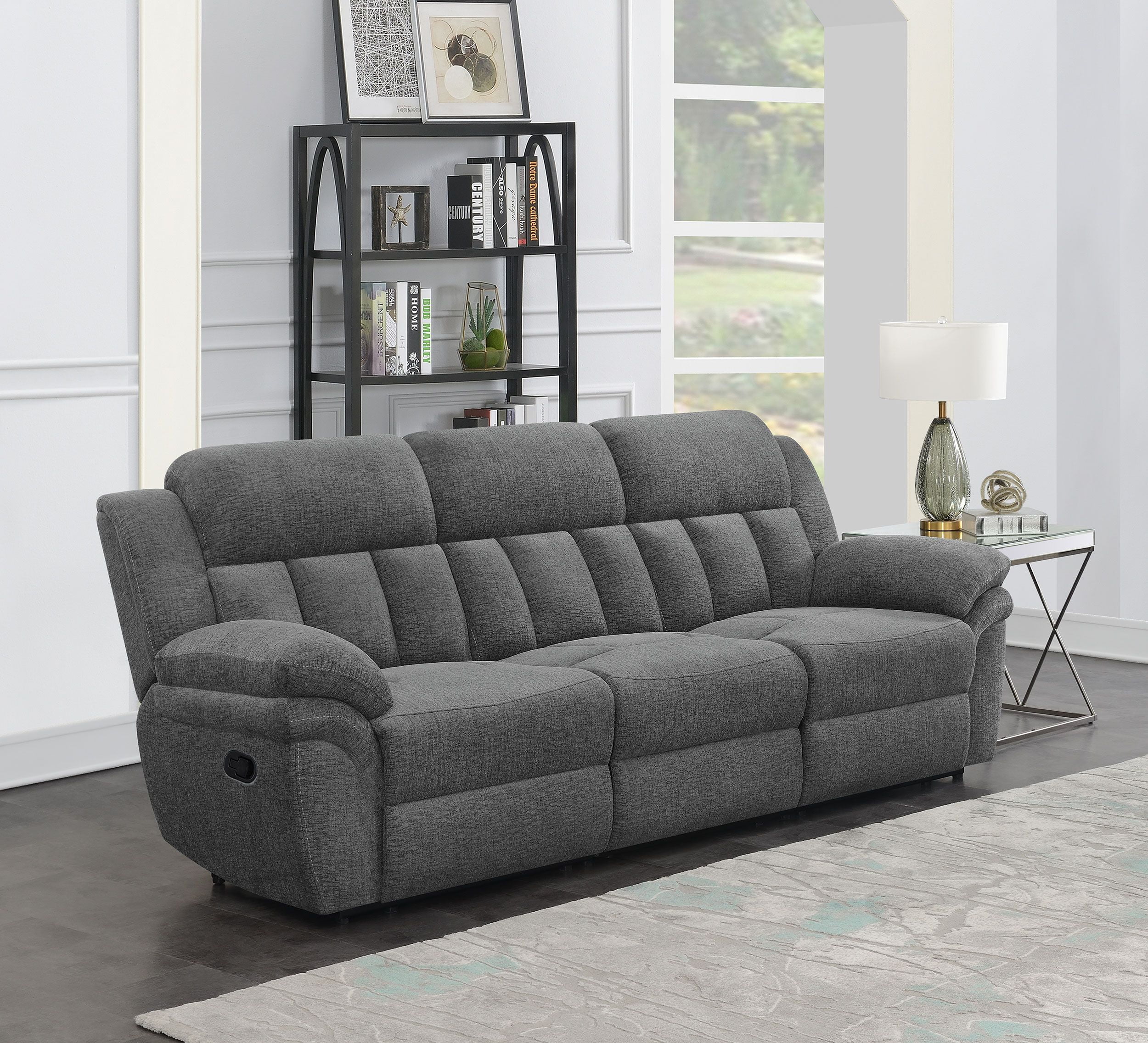 Coaster Bahrain Upholstered Modern Chenille Motion Sofa in Charcoal ...