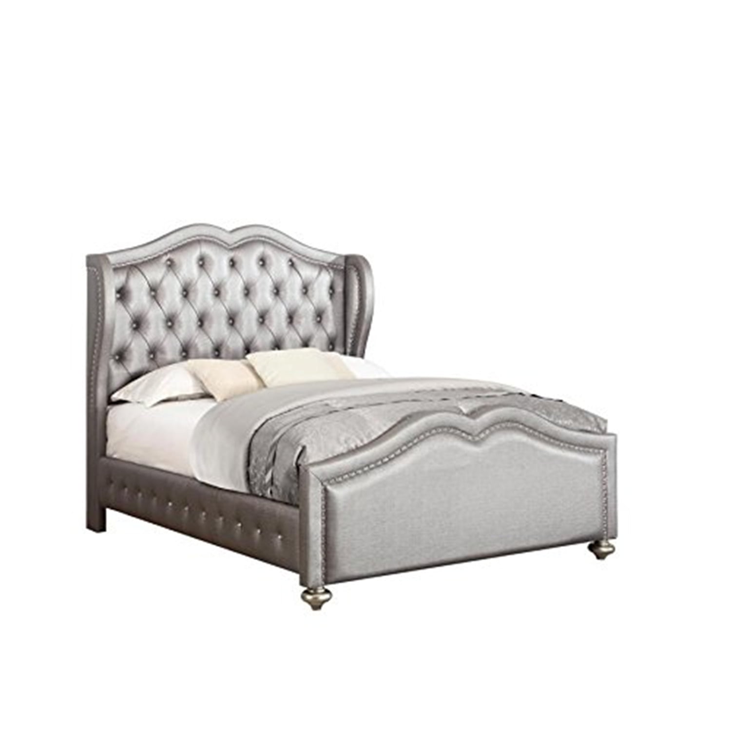 Belmont Grey Upholstered Full Bed - Walmart.com