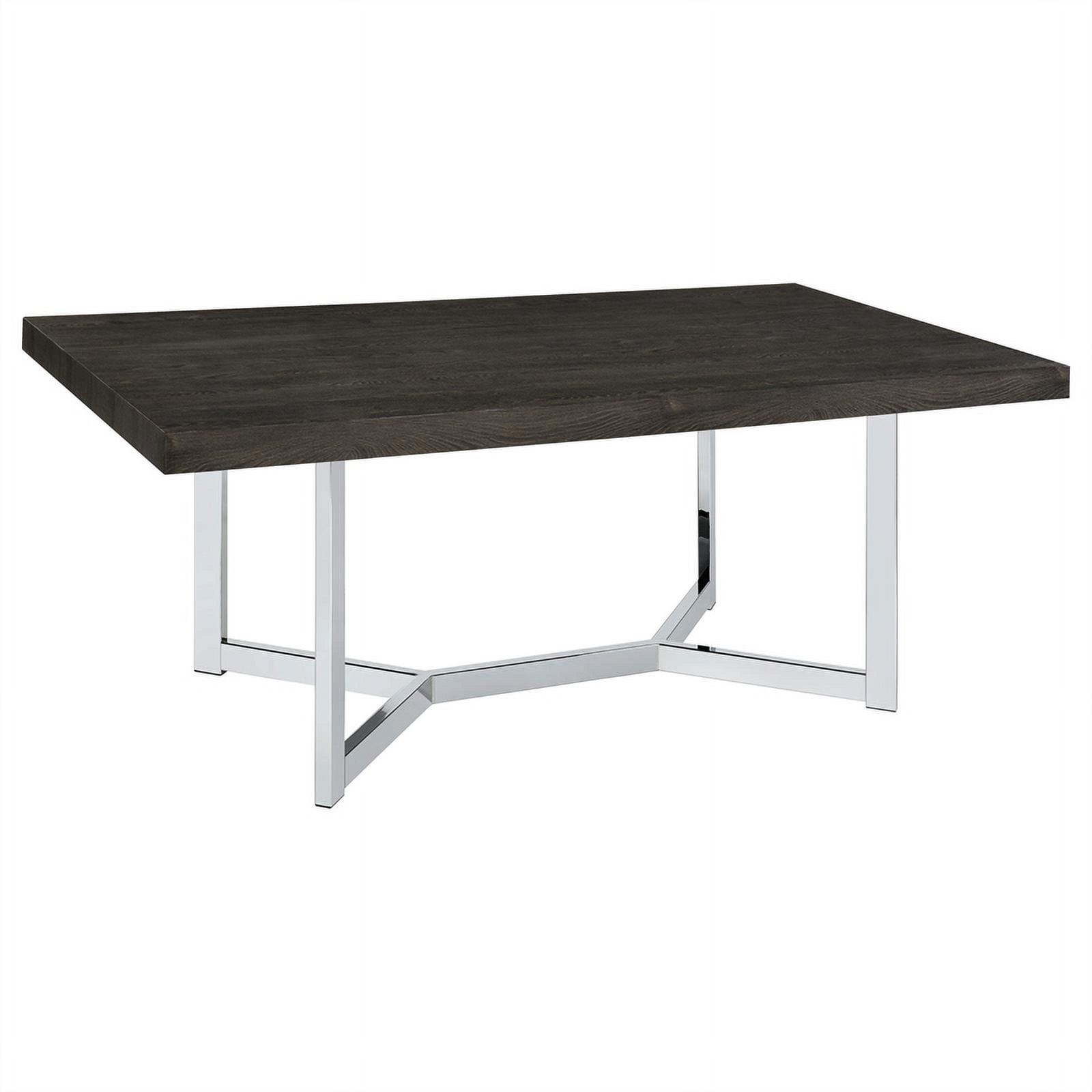 Coaster Benson Wood Top Rectangular Trestle Base Dining Table in Dark ...