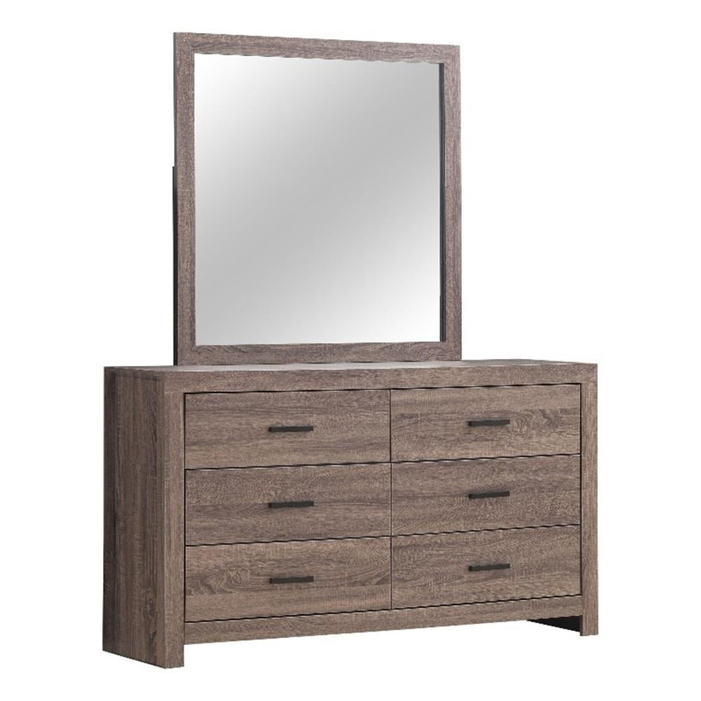 Coaster Brantford 6-drawer Wood Dresser with Mirror Barrel Oak ...