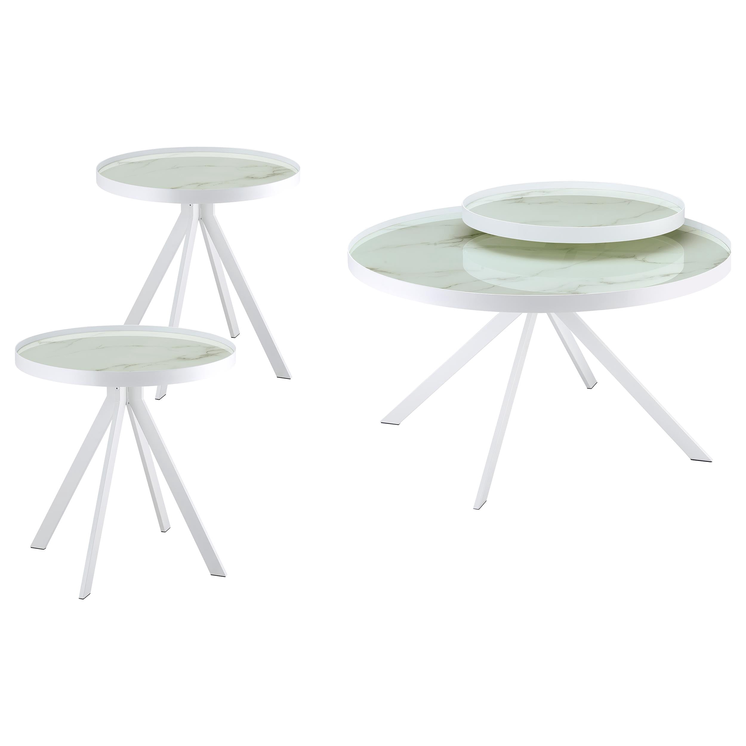 Briggs 3-piece Round Coffee and End Table Set White - Walmart Business ...