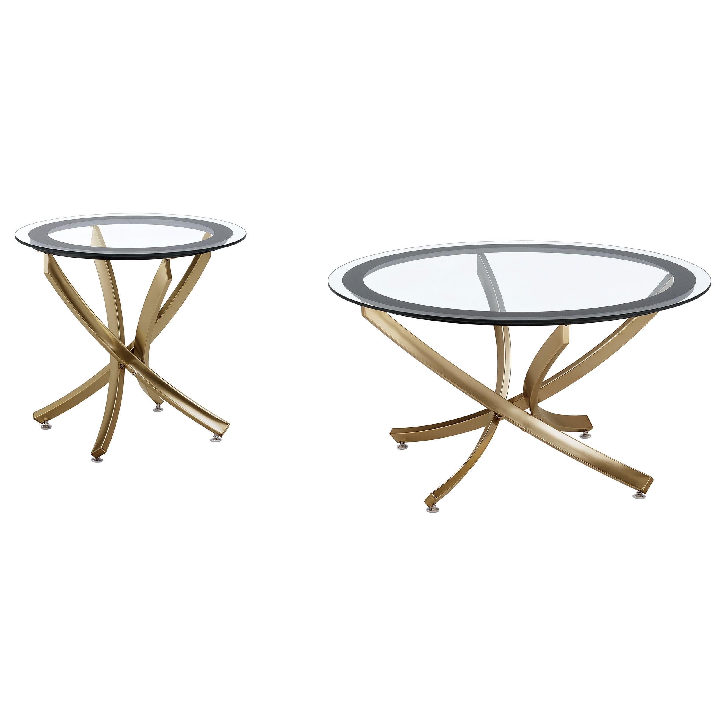 Coaster Brooke 2-piece Round Glass Top Coffee Table Set Brass - Walmart.com