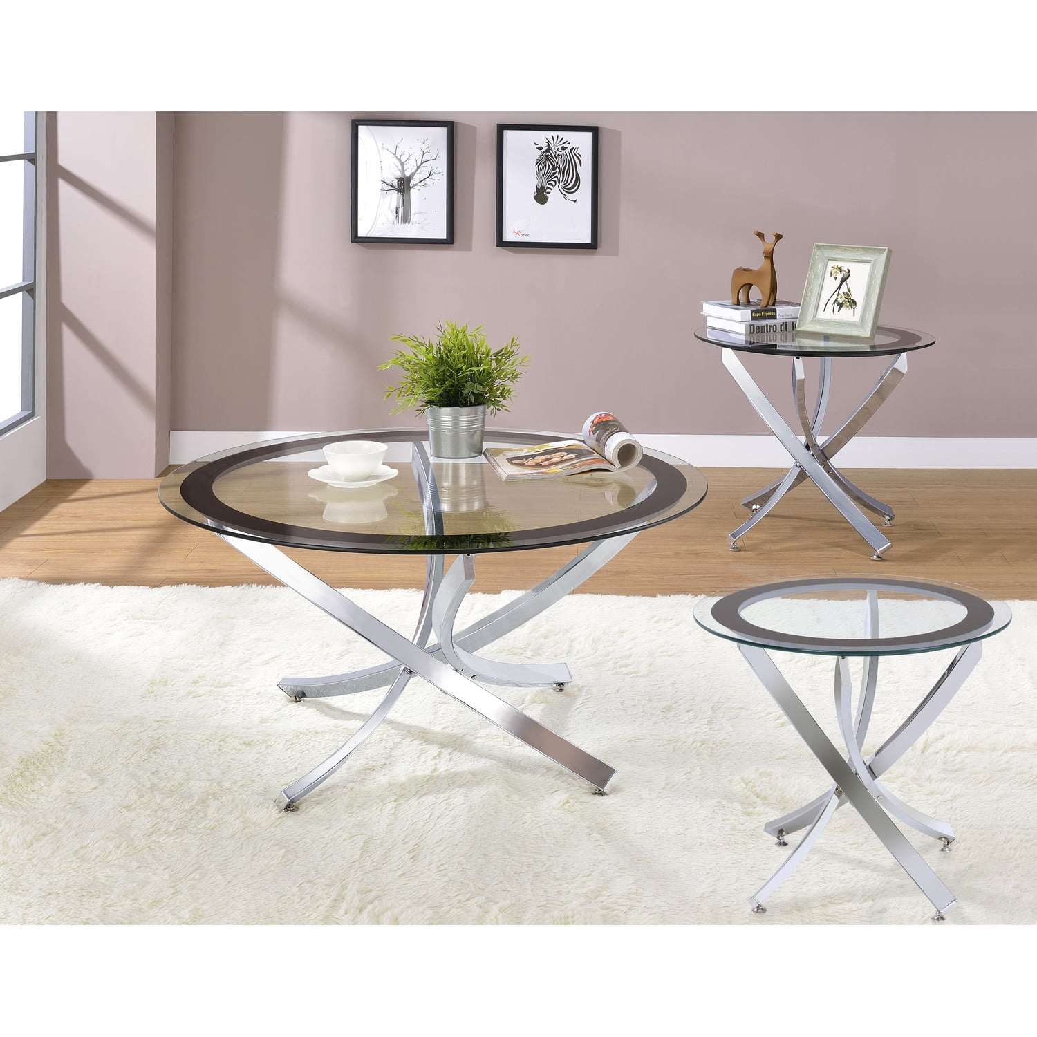 Coaster Brooke 3-piece Round Coffee and End Table Set Chrome - Walmart.com