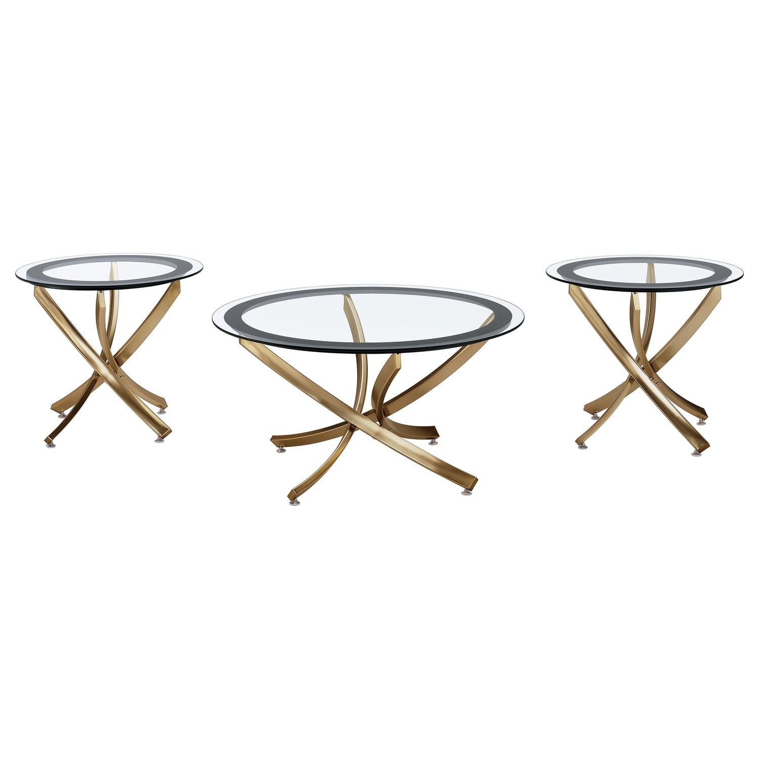 Coaster Brooke 3-piece Round Coffee and End Table Set Rose Brass ...