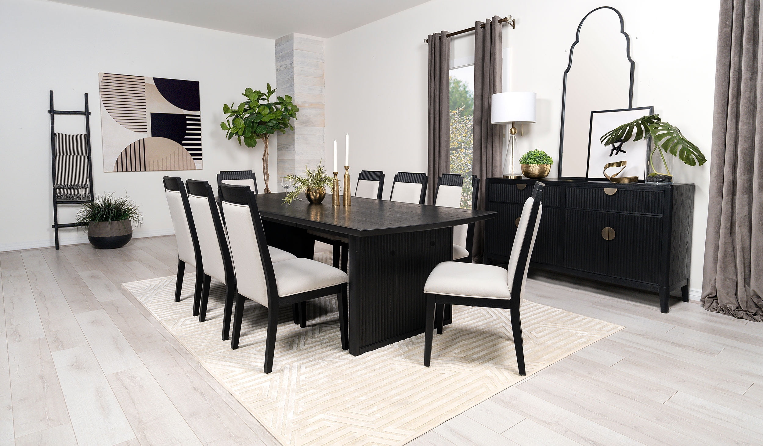 Brookmead 9-piece Extension Leaf Dining Table Set Black - Walmart.com