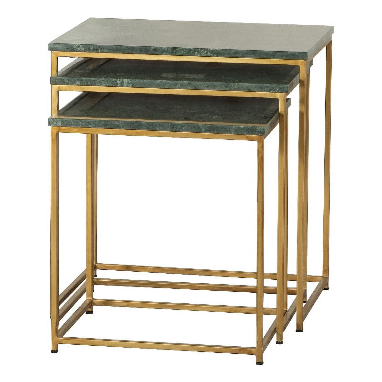 Coaster Caine 3-Piece Marble Top Nesting Table in Green/Antique Gold ...