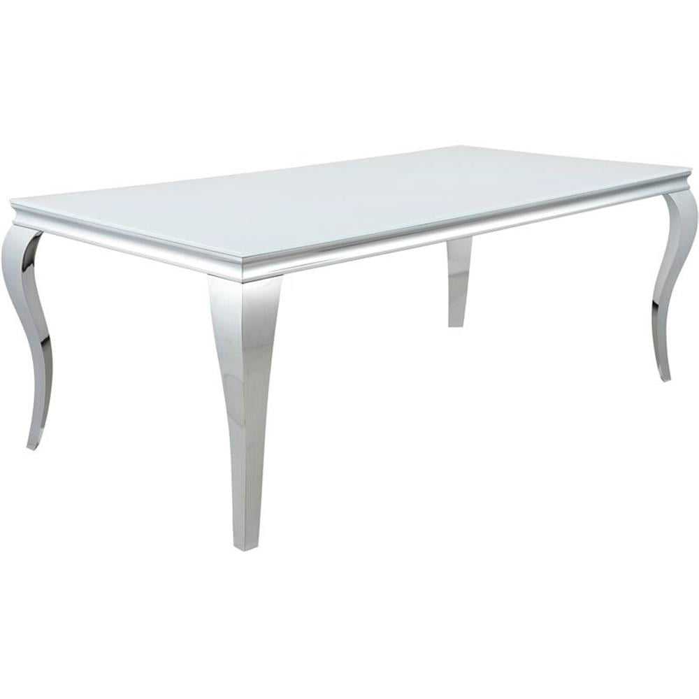 Carone Rectangular 81-inch Glass Top Dining Table White - Walmart.com