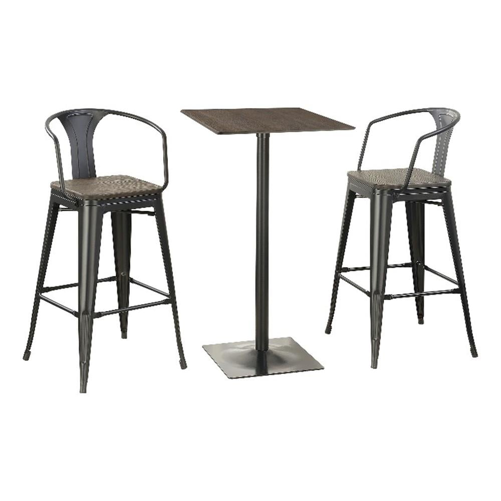 Cavalier 3-piece Square Bar Table Set Dark Elm and Black - Walmart.com