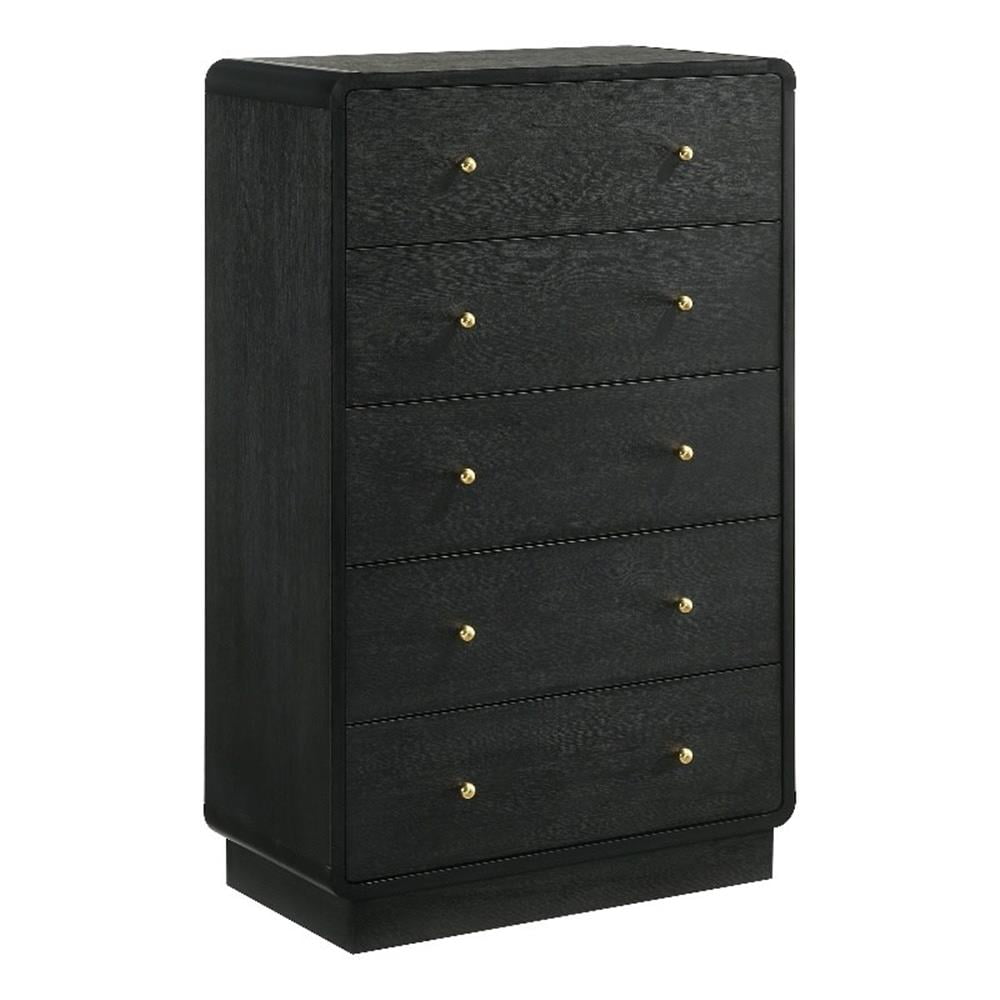 Coaster Cavelle 5-Drawer Rectangular Mid-Century Wood Chest in Black ...