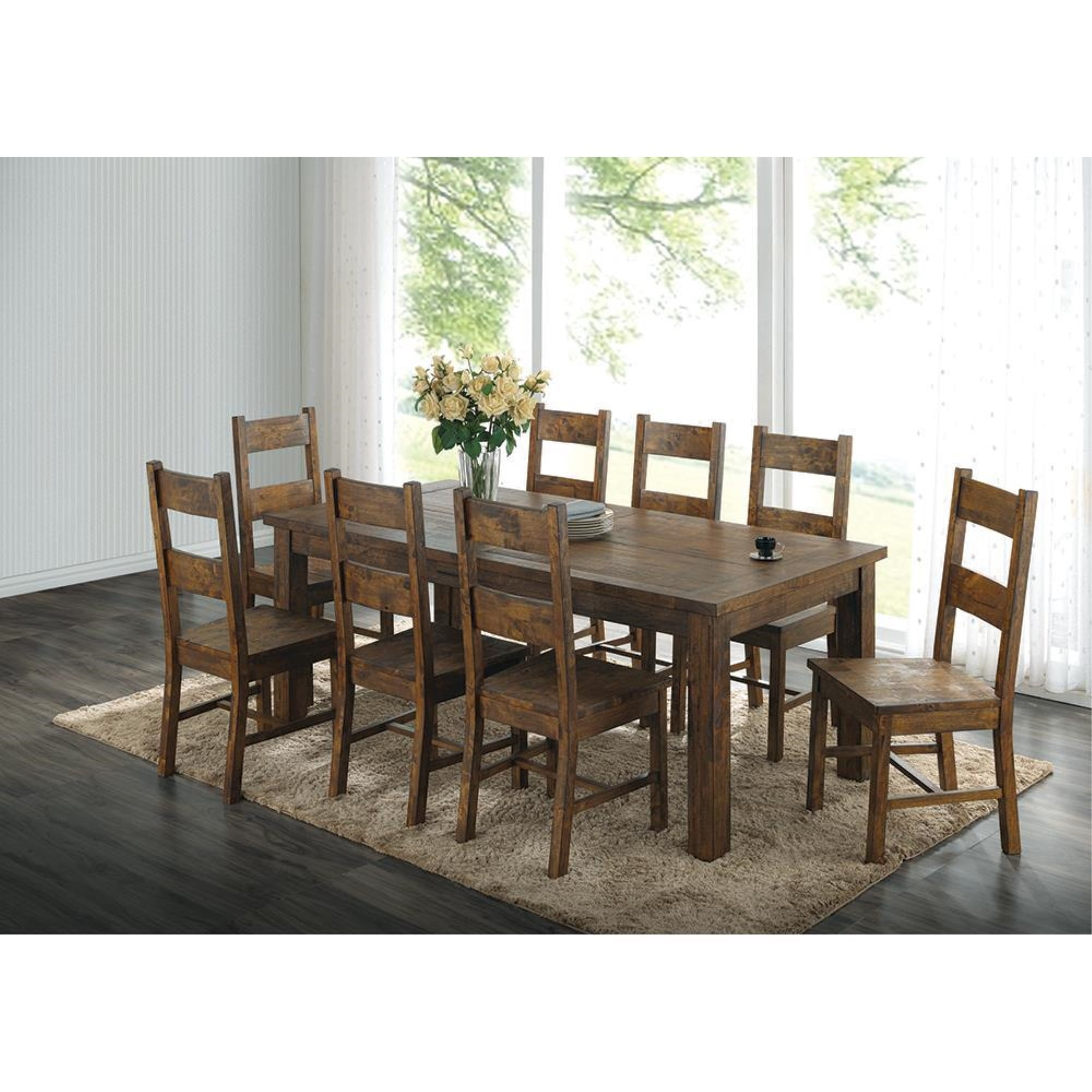 Coleman 9-piece Rectangular Dining Set Rustic Golden Brown - Walmart.com