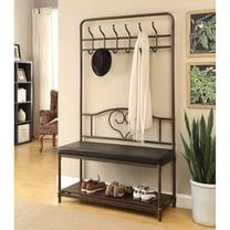 Woven Paths Industrial Hall Tree with Bench and Coat Hooks, Reclaimed ...