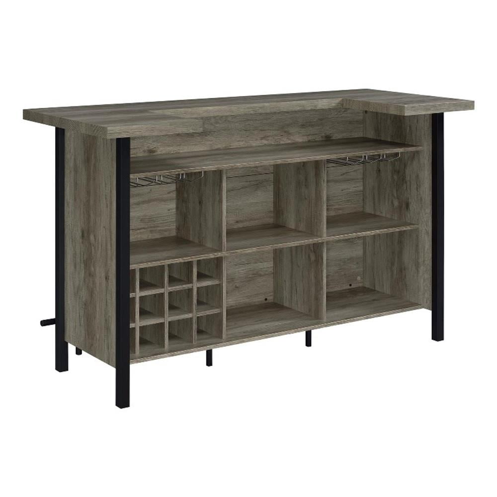 Bellemore Rustic Indoor Home Furniture Bar Unit with Footrest, Grey ...