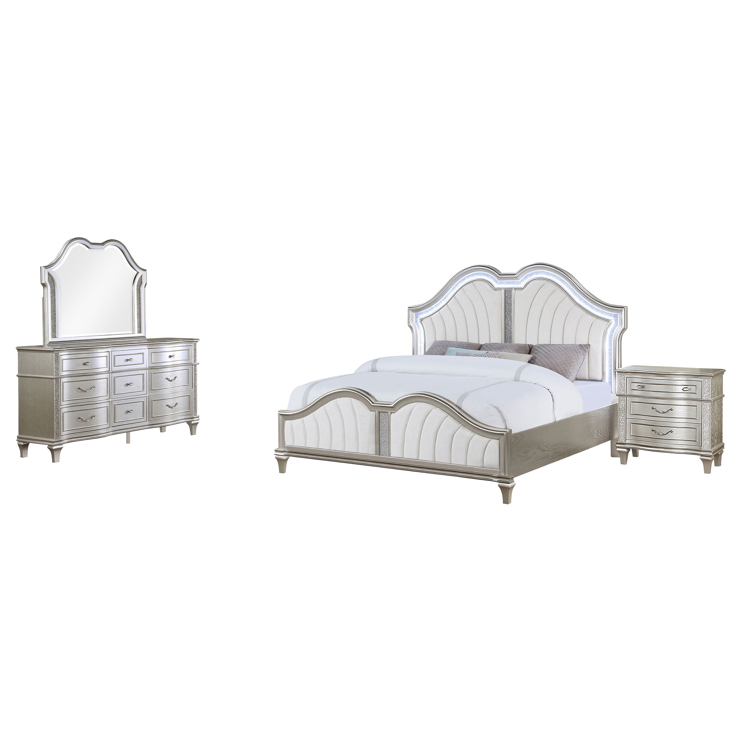 Evangeline Modern Furniture 4-piece Upholstered Platform Eastern King ...