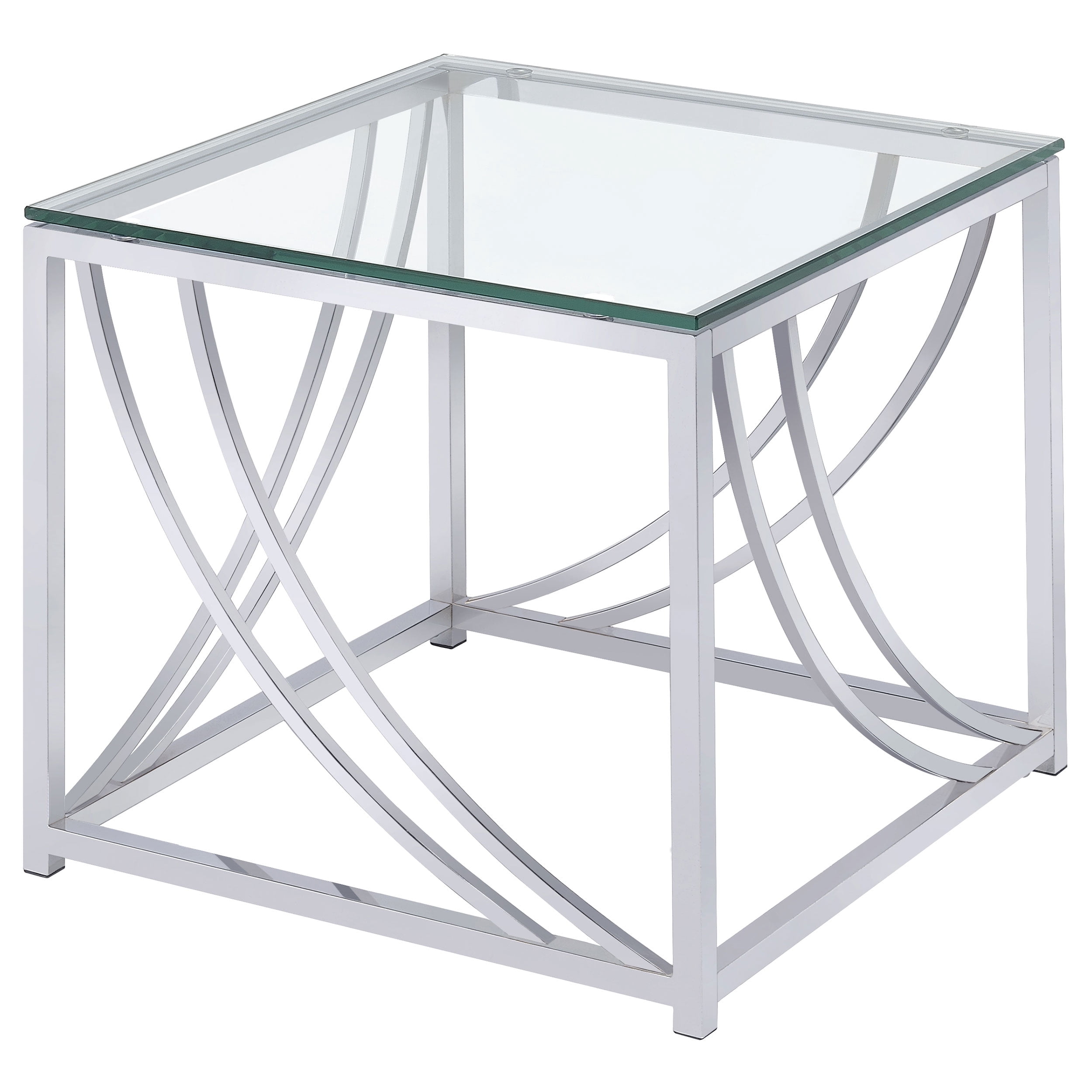 Lille Square Glass Top Side End Table Chrome - Walmart.com