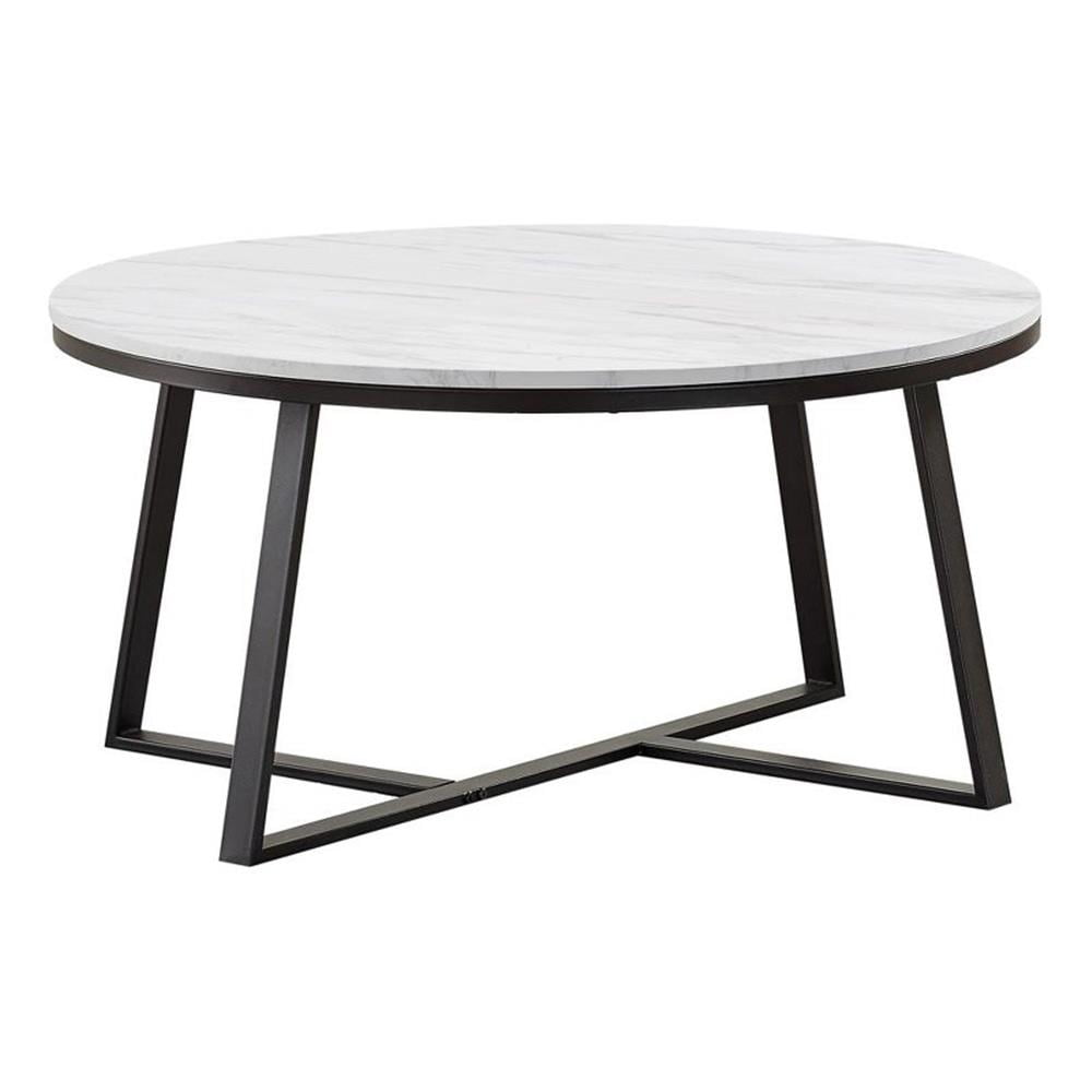 Coaster Company Modern Metal and Faux Marble Round Coffee Table, Matte ...