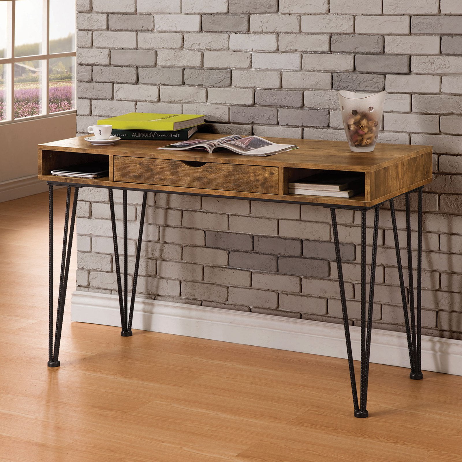Coaster Company Writing Desk, Antique Nutmeg/Dark Bronze - Walmart.com