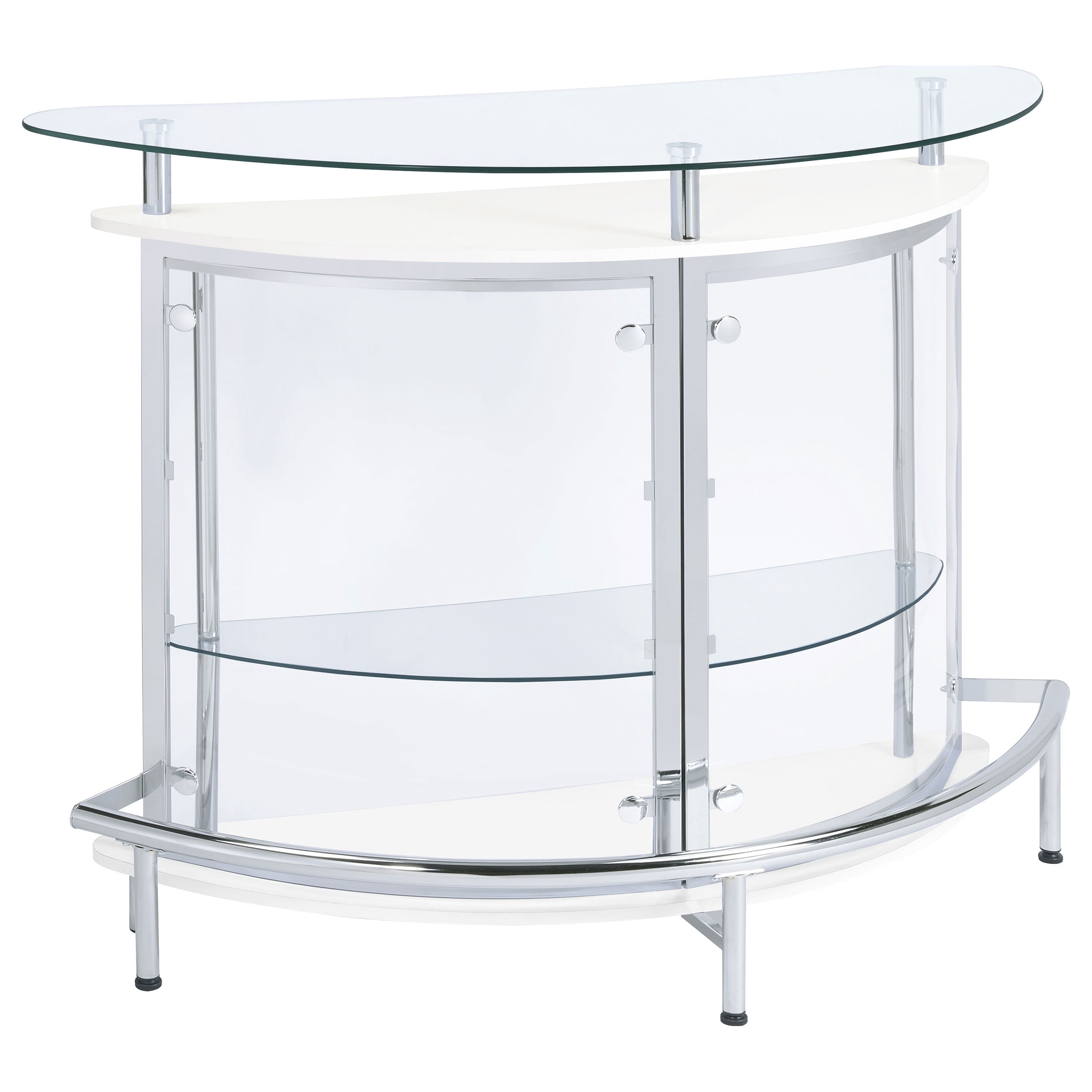 Amarillo 2-tier Bar Unit White and Chrome with Storage Shelves ...