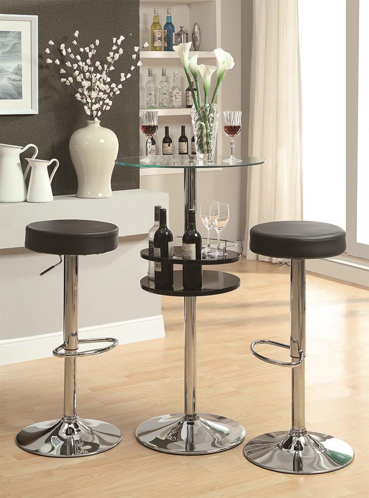 Gianella Glass Top Bar Table with Wine Storage Black and Chrome ...