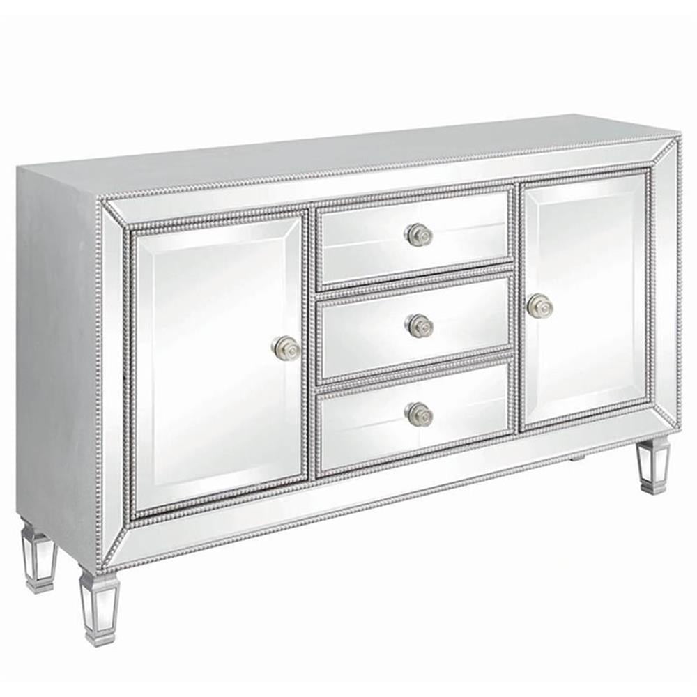 Coaster Contemporary Wood 3-Drawer Mirrored Accent Cabinet in Silver ...