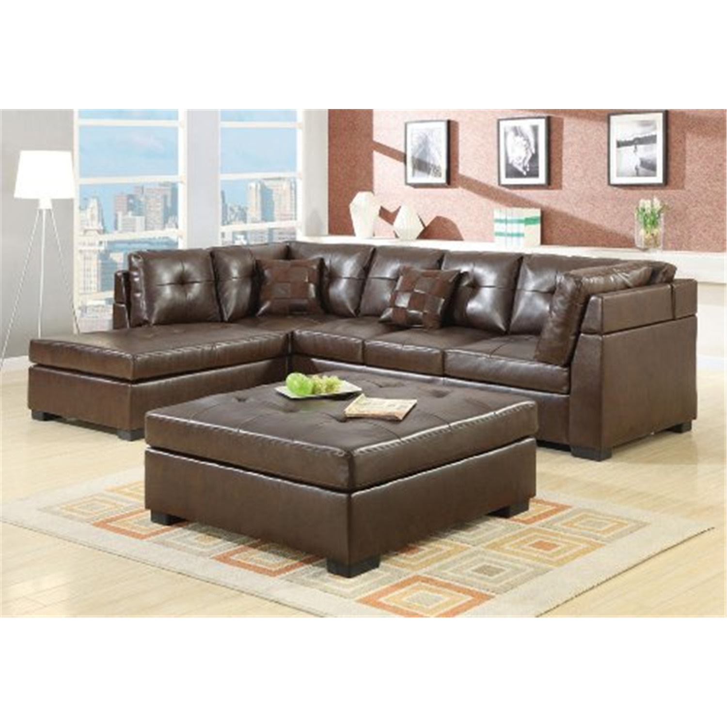 Coaster Darie Sectional Sofa with Left-Side Chaise Golden Brown-Color ...