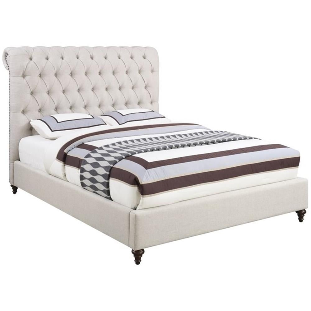 Devon ufted Upholstered Full Bed Beige - Walmart.com