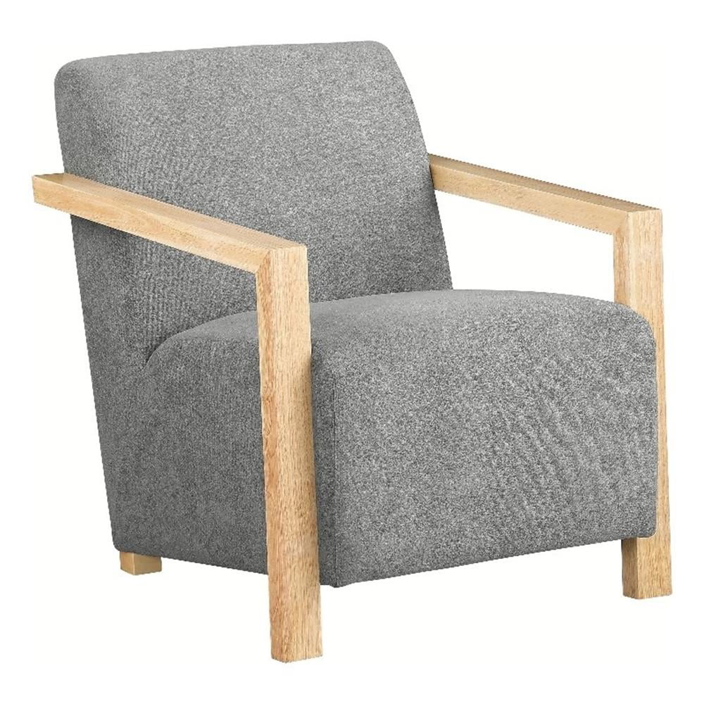 Diego Upholstered Accent Arm Chair with Wood Arms Grey - Walmart.com
