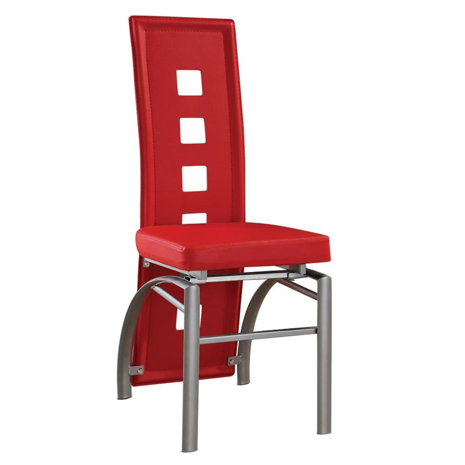 Coaster Los Feliz Faux Leather Dining Chair in Red and Matte Silver ...