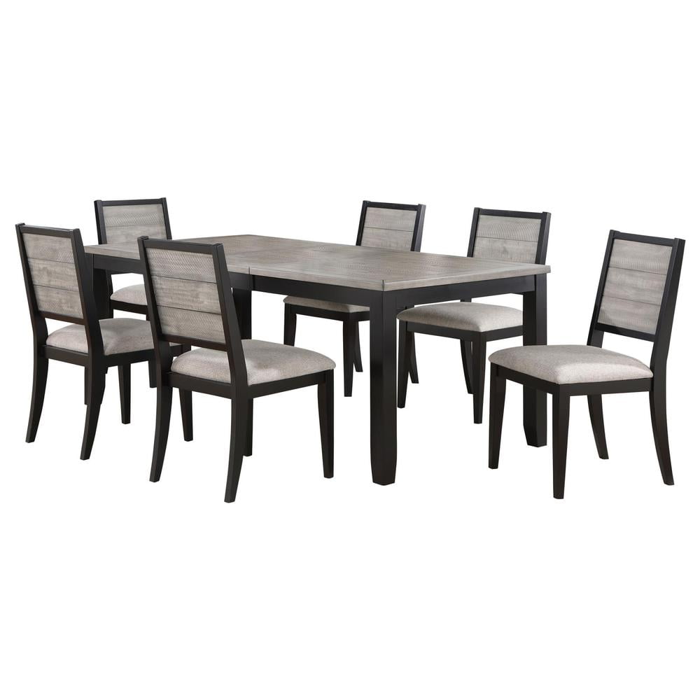 Coaster Elodie 7 piece Wood Dining Table Set with Extension Leaf Gray and Black