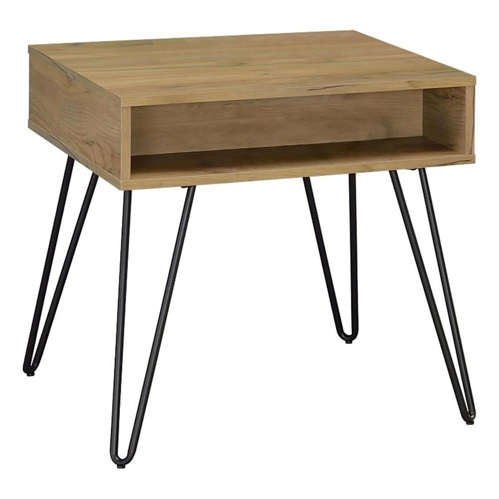 Coaster Fanning Wood Square End Table with Open Compartment Golden Oak ...