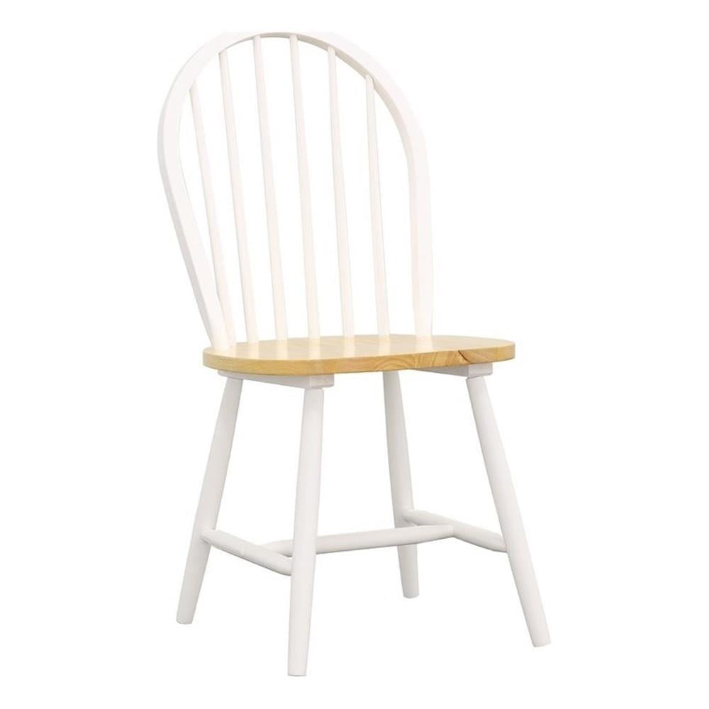 Cinder Windsor Dining Room Wood Kitchen Chairs, Natural Brown and White ...