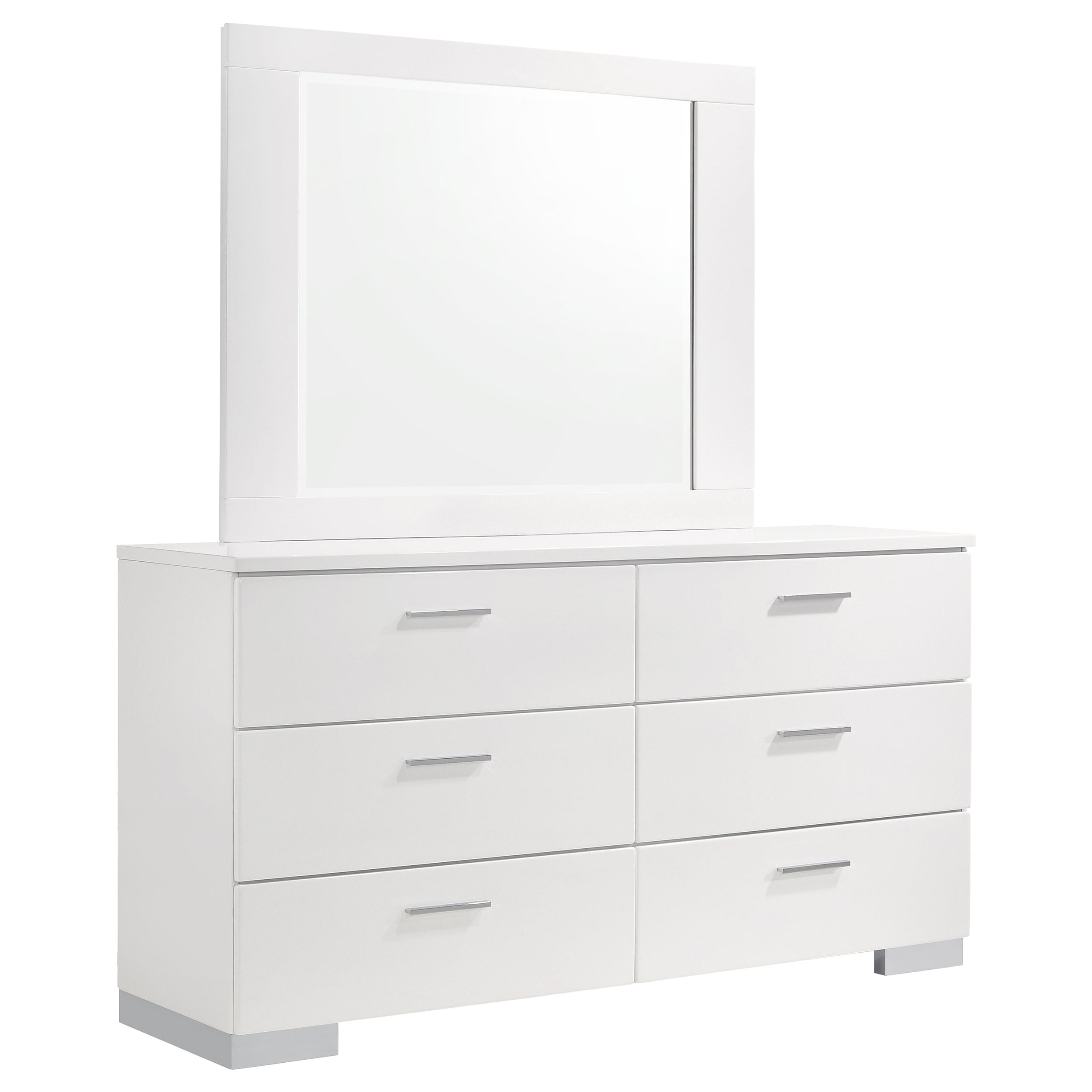 Felicity 6-drawer Wood Dresser with Mirror White High Gloss - Walmart.com