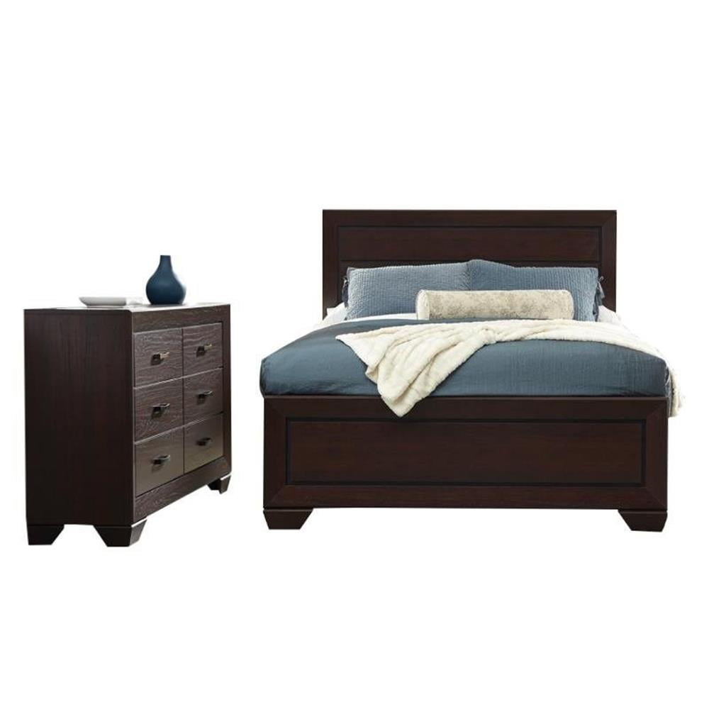 Coaster Fenbrook 2PC Set with Dresser and Queen Bed in Dark Cocoa ...