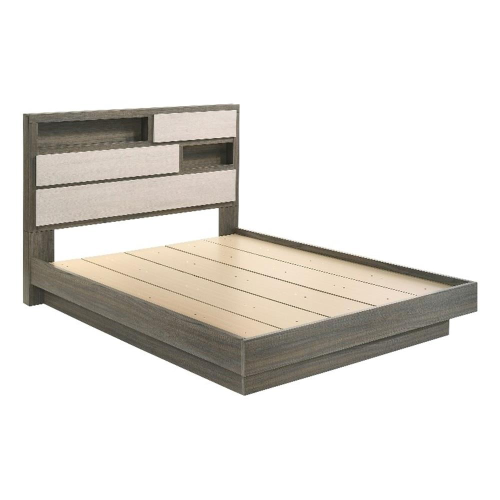 Fenwick Queen Bed Bookcase Headboard Grey Oak - Walmart.com