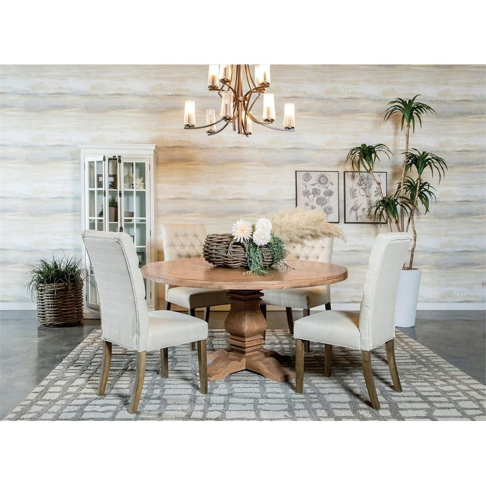 Coaster Florence Room Dining Set, 5-Piece, Round Wood, Rustic Smoke and ...